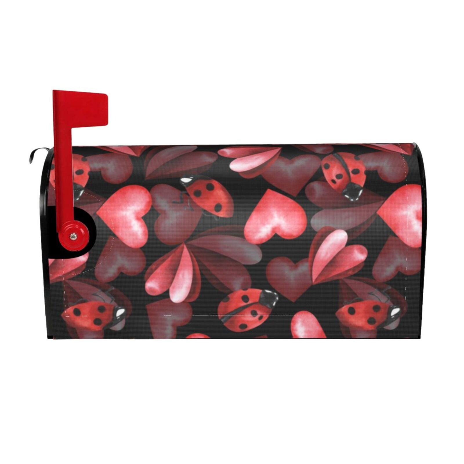 Cauagu Ladybugs and Red Hearts Pattern Magnetic Mailbox Covers, Mailbox ...