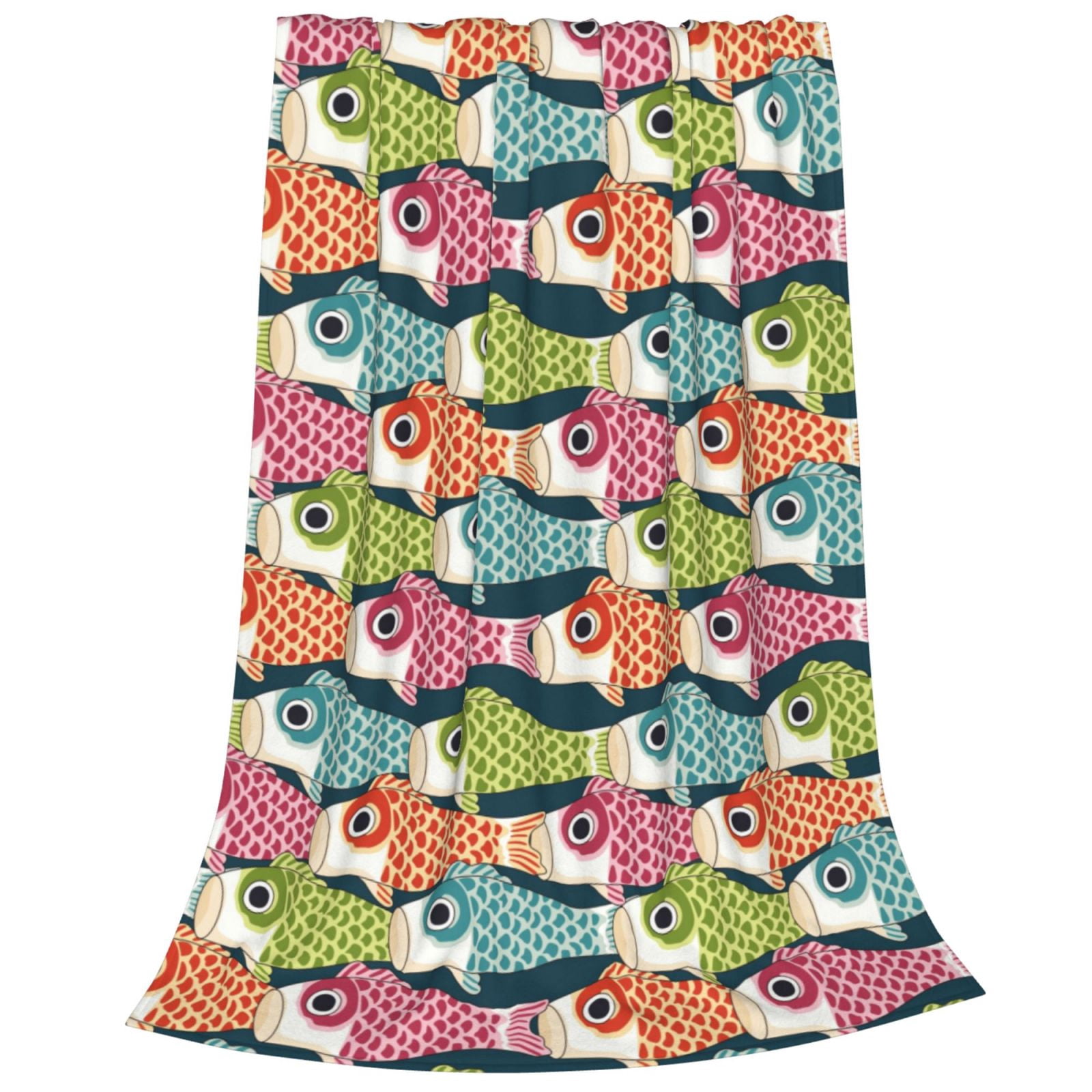 Cauagu Lantern Koi Fish Pattern Flannel Bed Blankets,Fleece Blanket ...