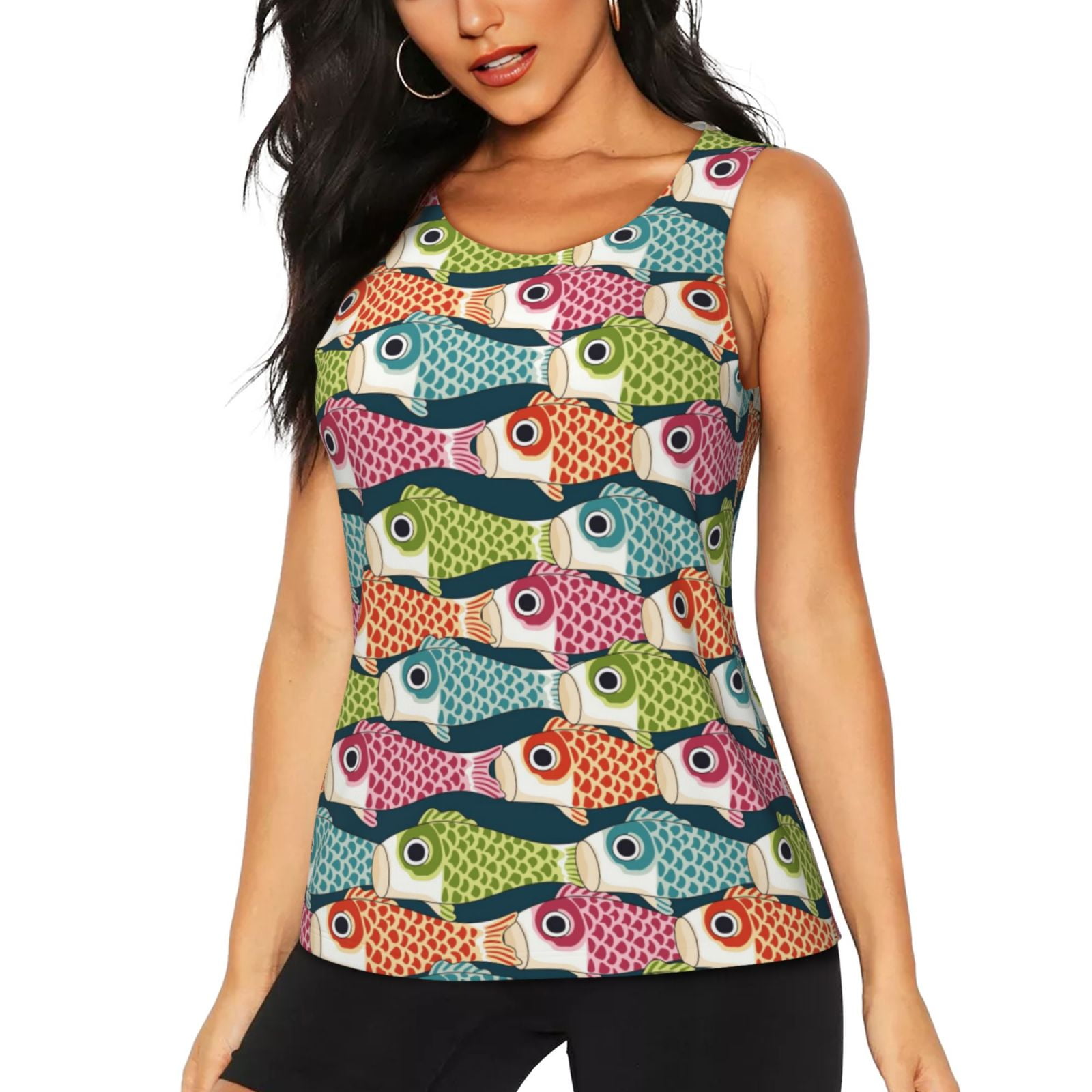 Cauagu Lantern Koi Fish for Women's Workout Tank Tops Sleeveless ...