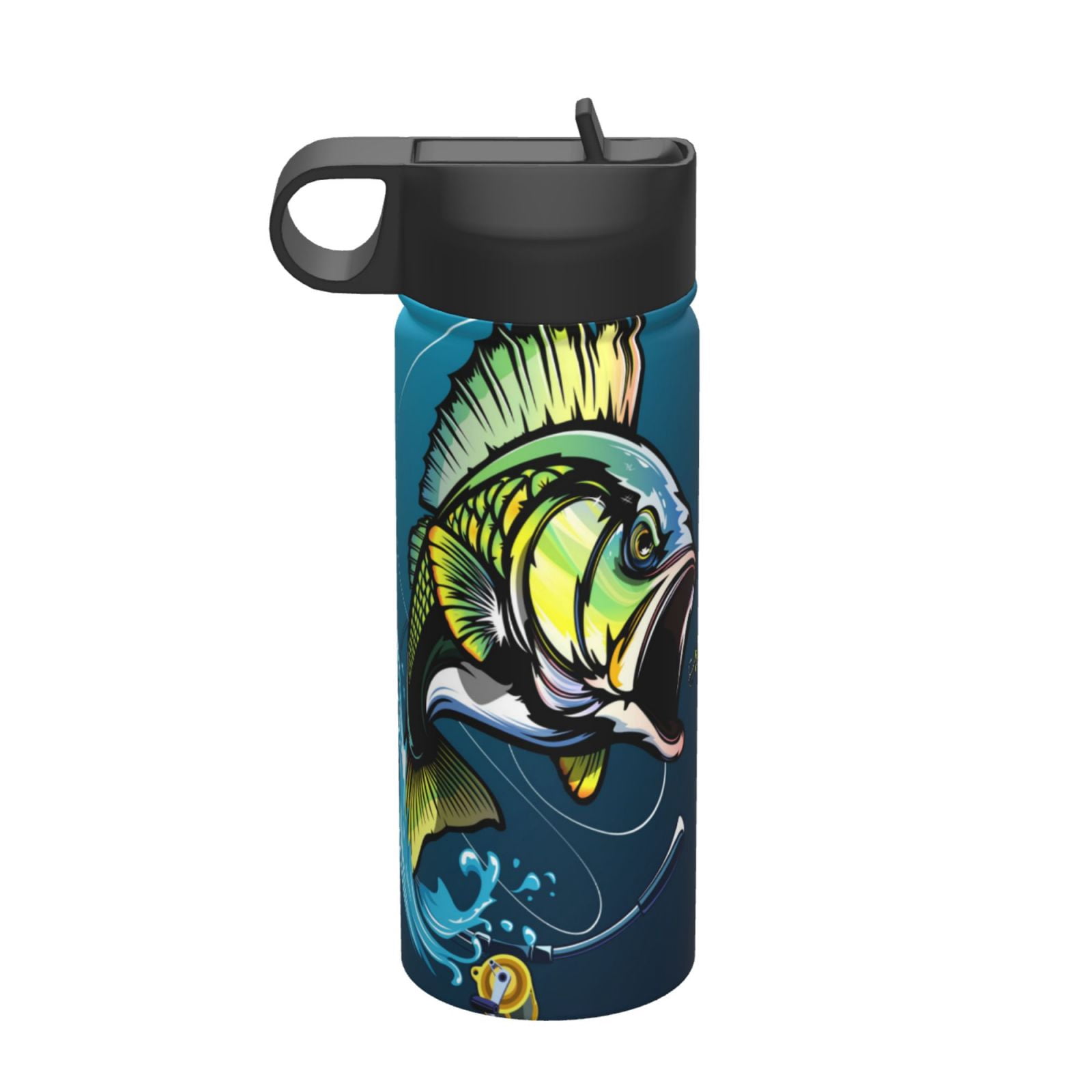 Cauagu Largemouth Bass Fish for 18 oz Water Bottle With Straw,Stainless ...