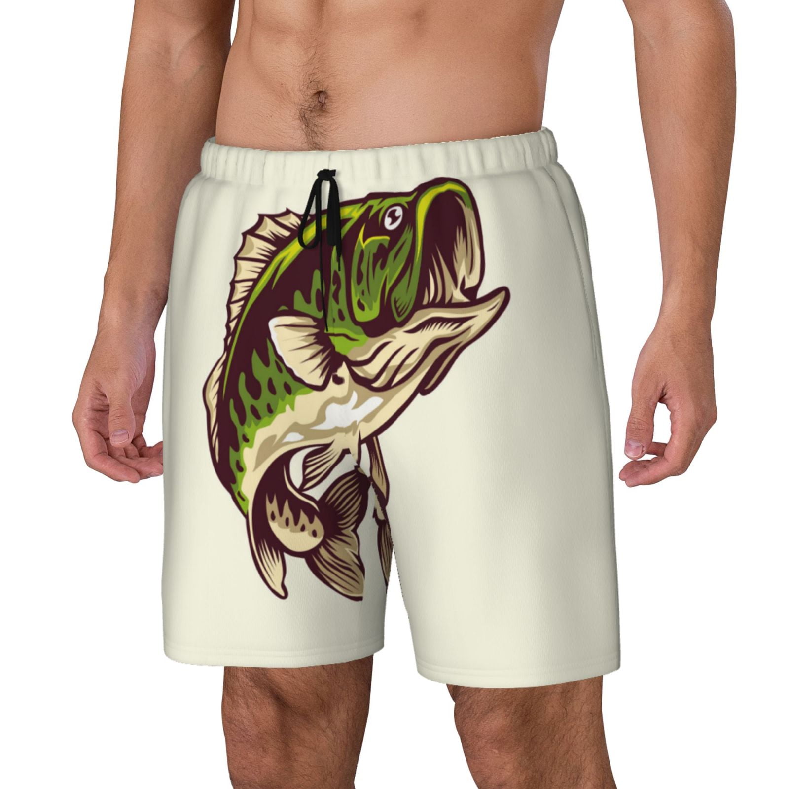 Cauagu Largemouth Bass Fish (3) Print Mens Swim Trunks Quick Dry Board ...