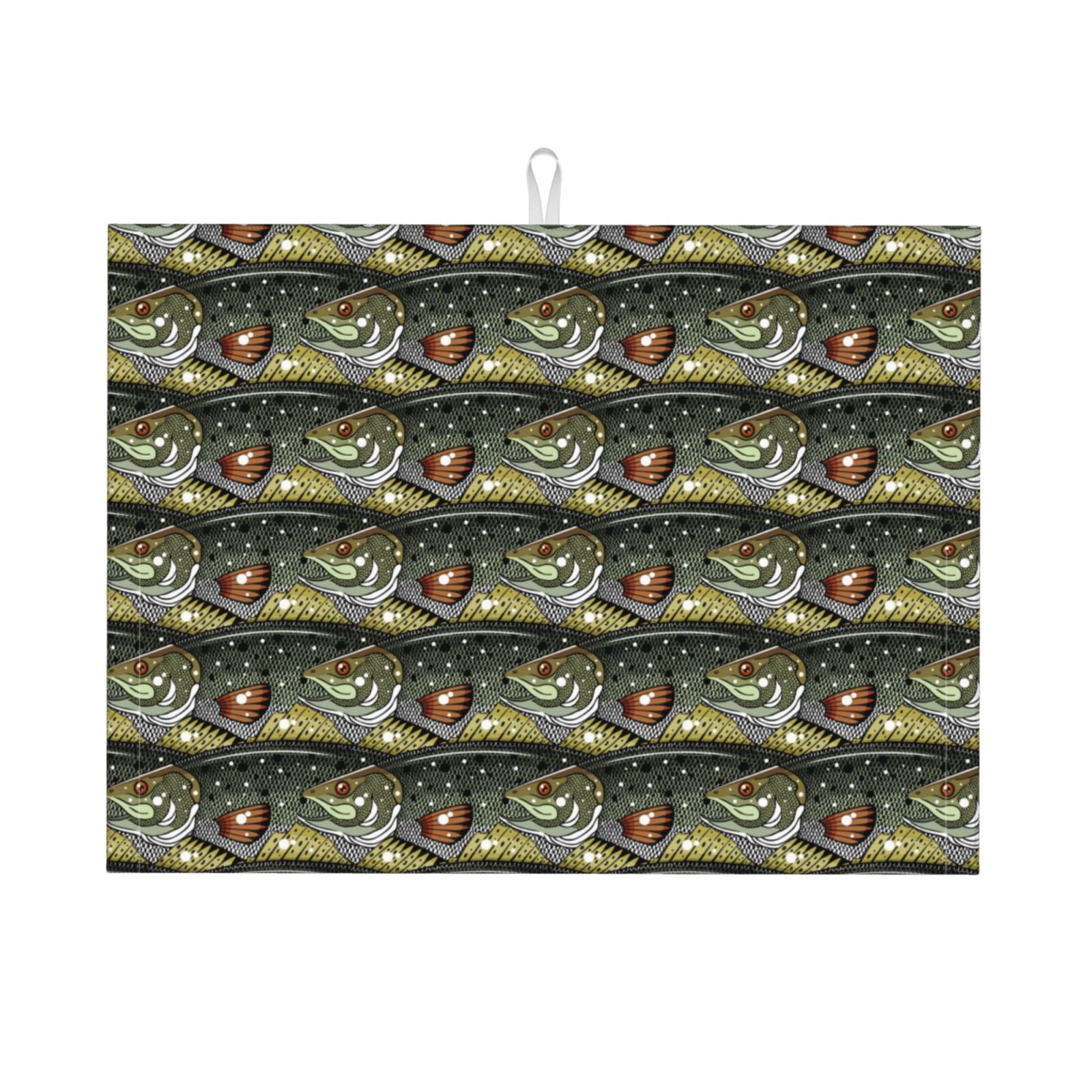 Cauagu Largemouth Bass Fish Dish Drying Mat,24*18 inch Absorbent Dish ...
