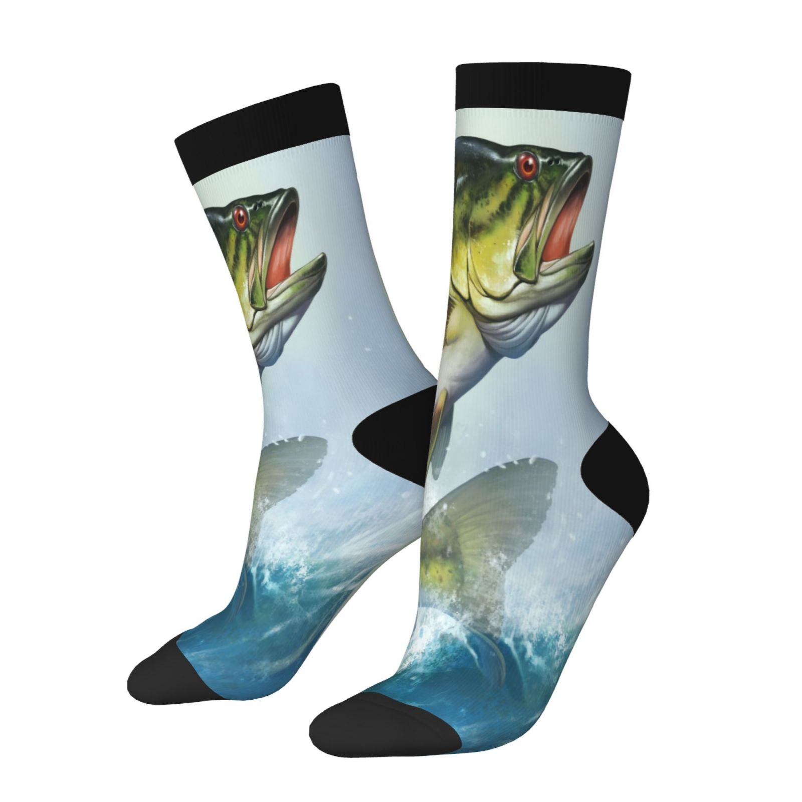 Cauagu Largemouth Bass jumps out of water Print Crew Socks for Women ...