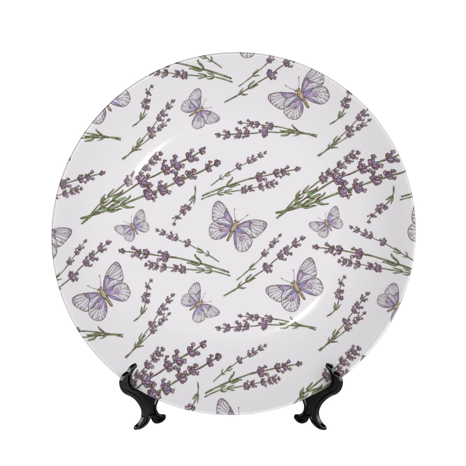 Cauagu Lavender And Butterfly Print Bone China Decorative Plate, Wall ...