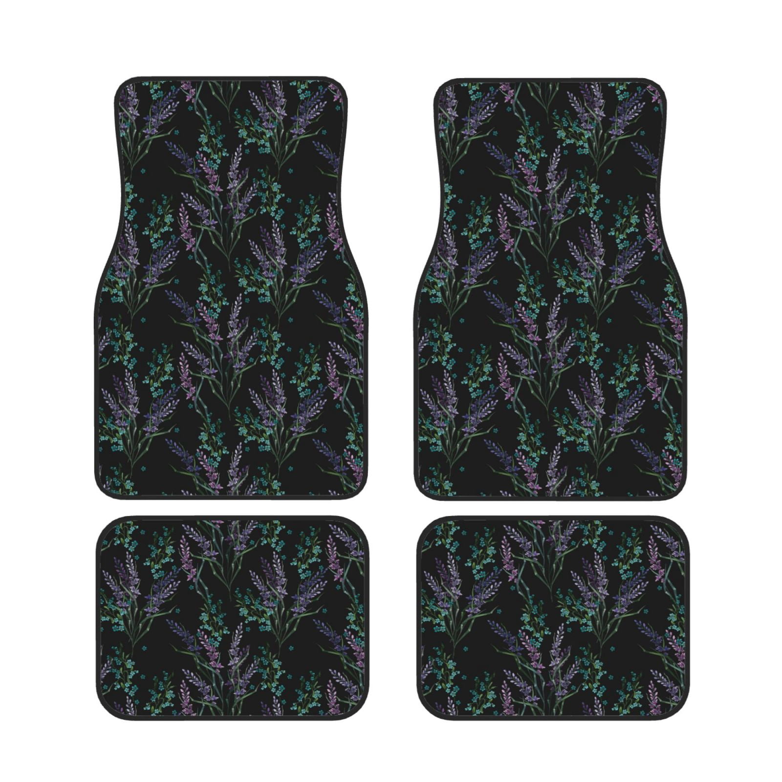 Cauagu Lavender Flowers Pattern Car Floor Mat Set of 4,Car Carpet Mats ...