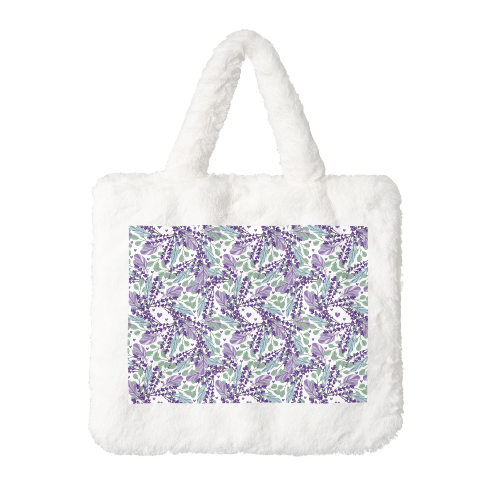 Cauagu Lavender Flowers Pattern Women's Plush Tote Bag,Soft Underarm ...