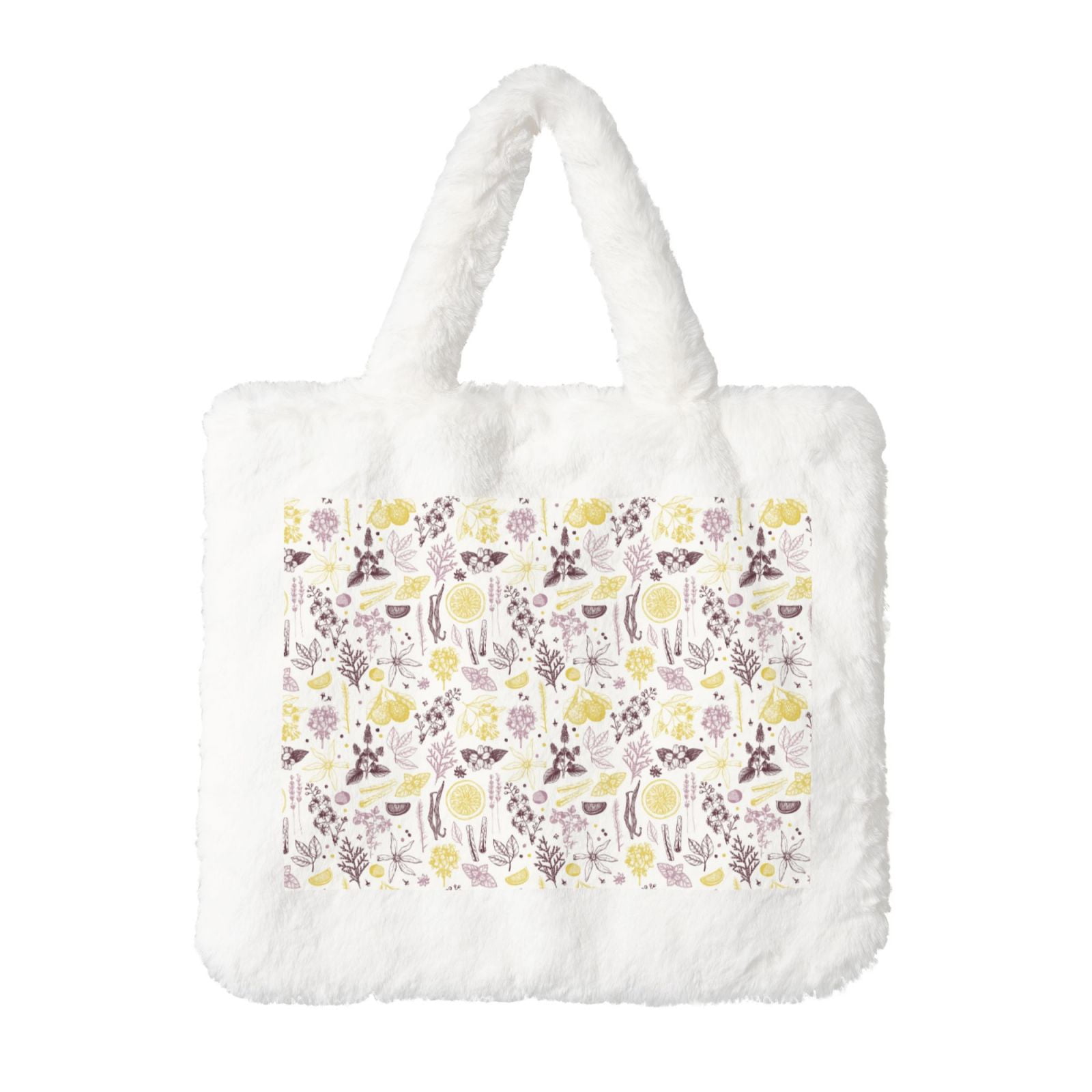 Cauagu Lavender Flowers Pattern Women's Plush Tote Bag,Soft Underarm ...