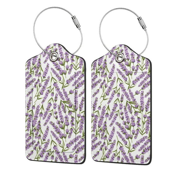 Cauagu Lavender Flowers Print Luggage Tags,Leather Luggage Tags for ...