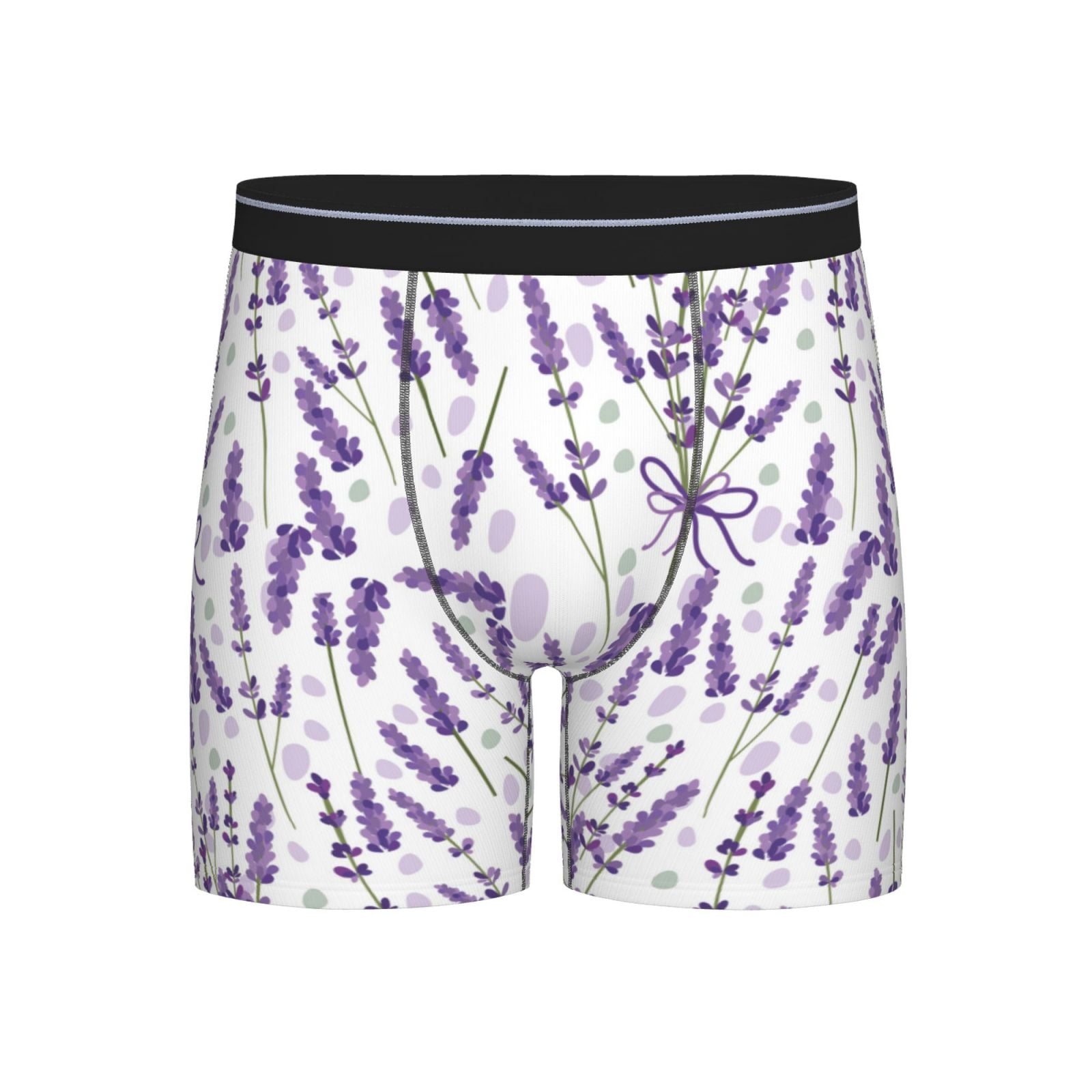 Cauagu Lavender Flowers Print Men's Boxer Briefs, Funny & Cute Underwear Elastic Waistband ...