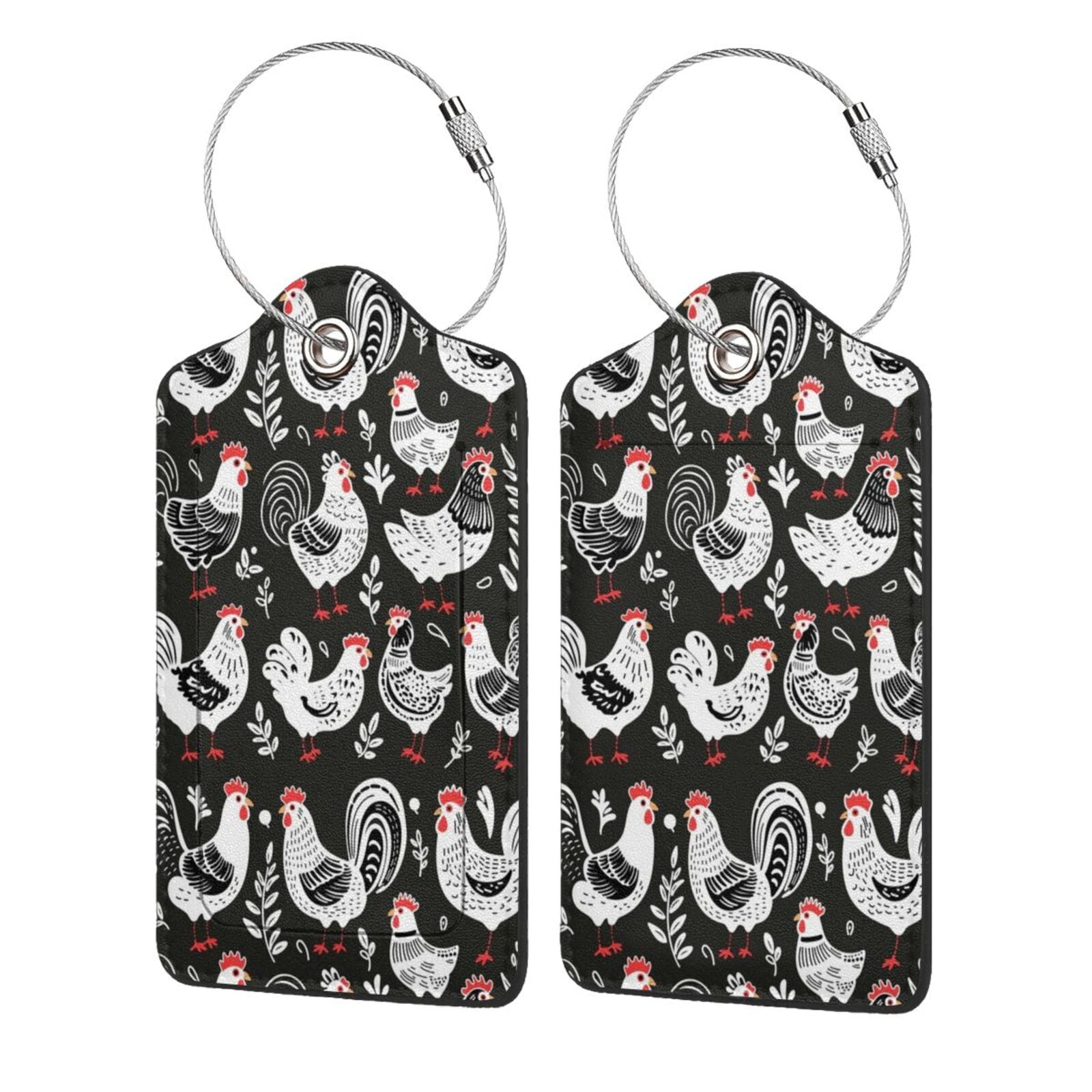 Cauagu Laying Hens And Roosters Pattern Luggage Tags,Leather Luggage ...