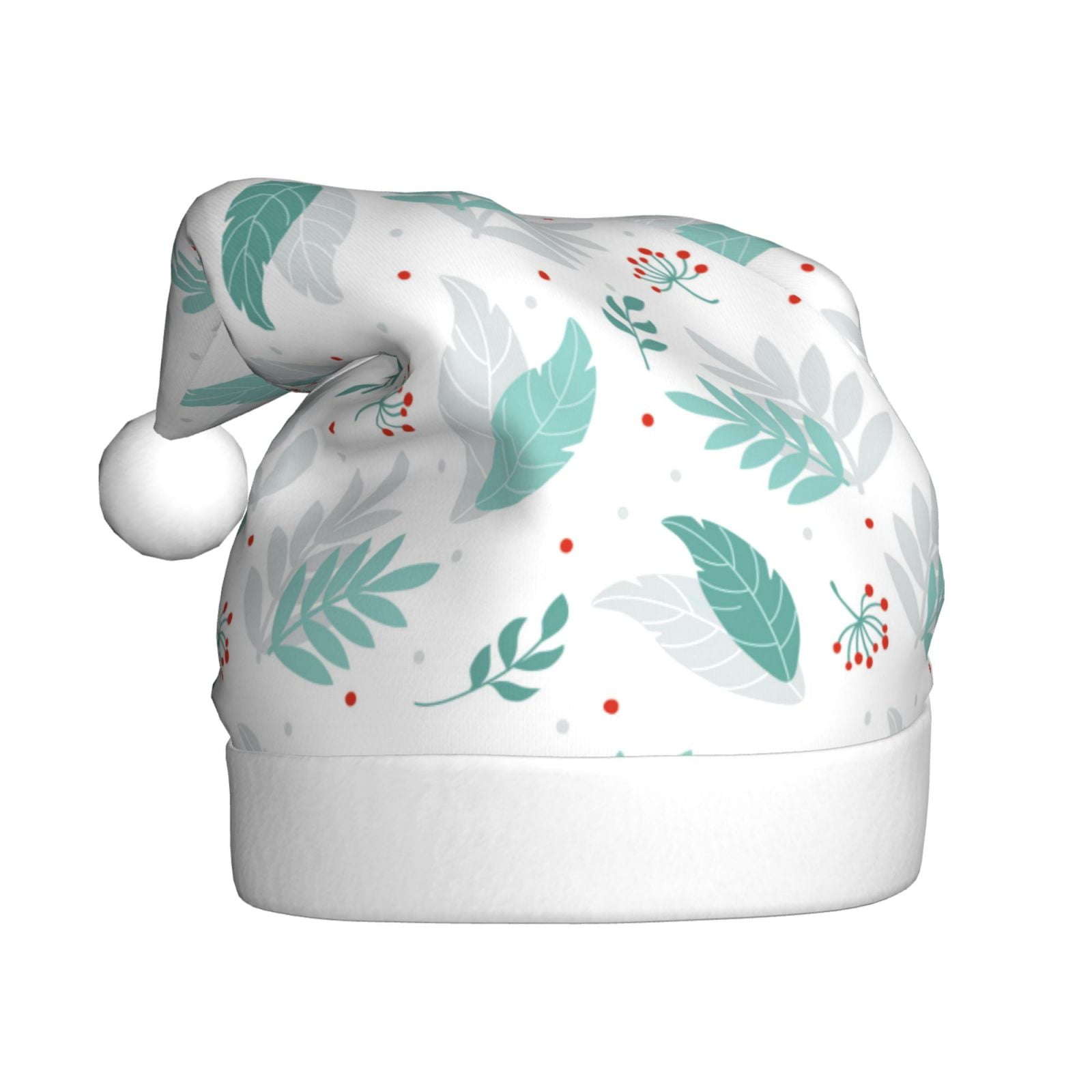 Cauagu Leaf Print Green for Adult Christmas Hat,1-Pack Xmas Holiday Hat ...
