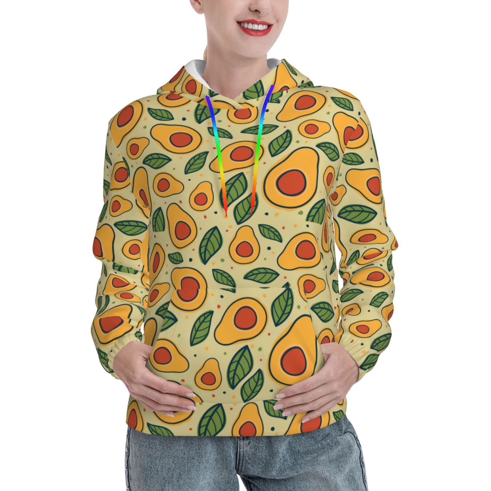 Cauagu Leaves Avocado for Women's Hooded Sweatshirts Pullover Hoodie ...