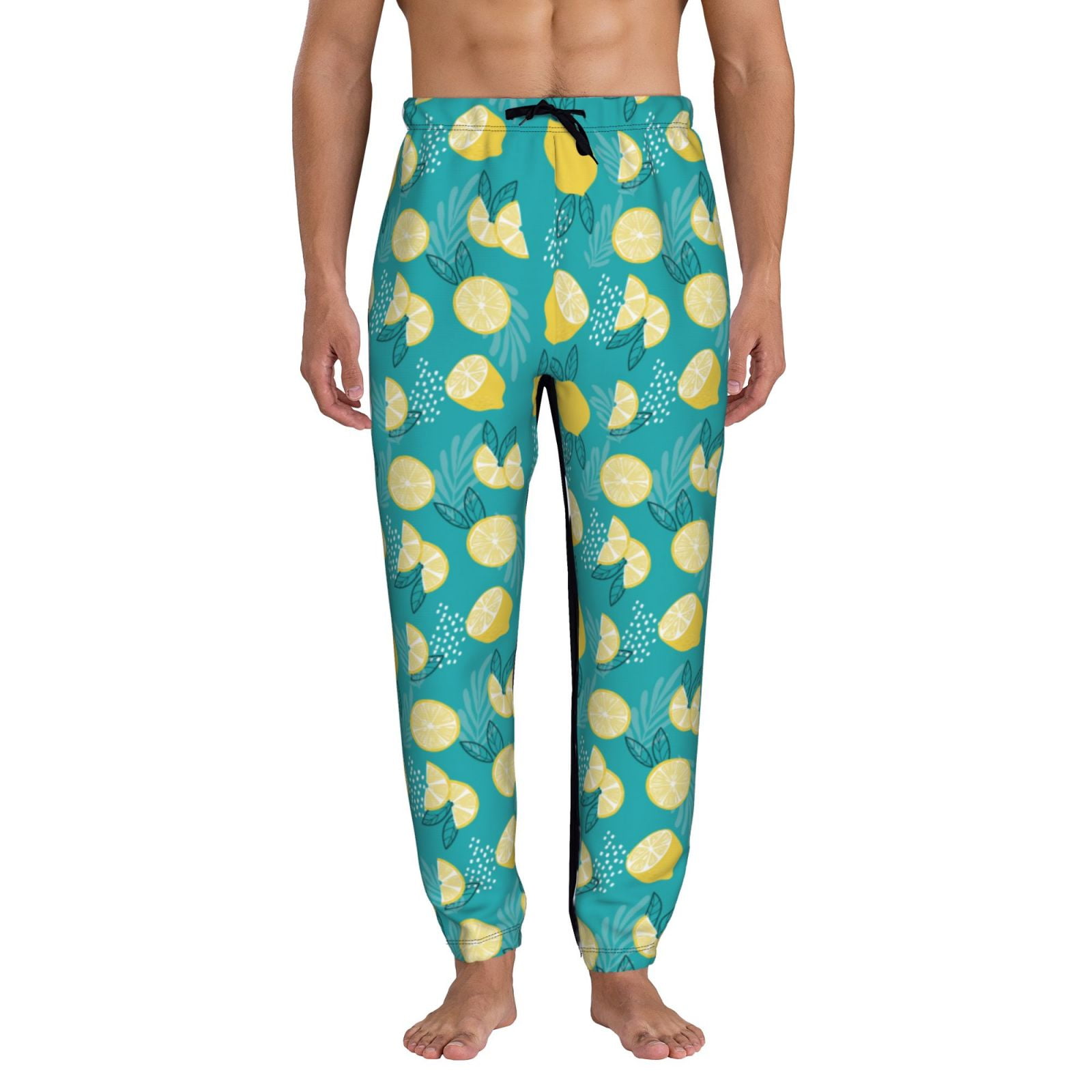 Cauagu Lemon Blue Print Sweatpants for Men,Active Athletic Workout ...