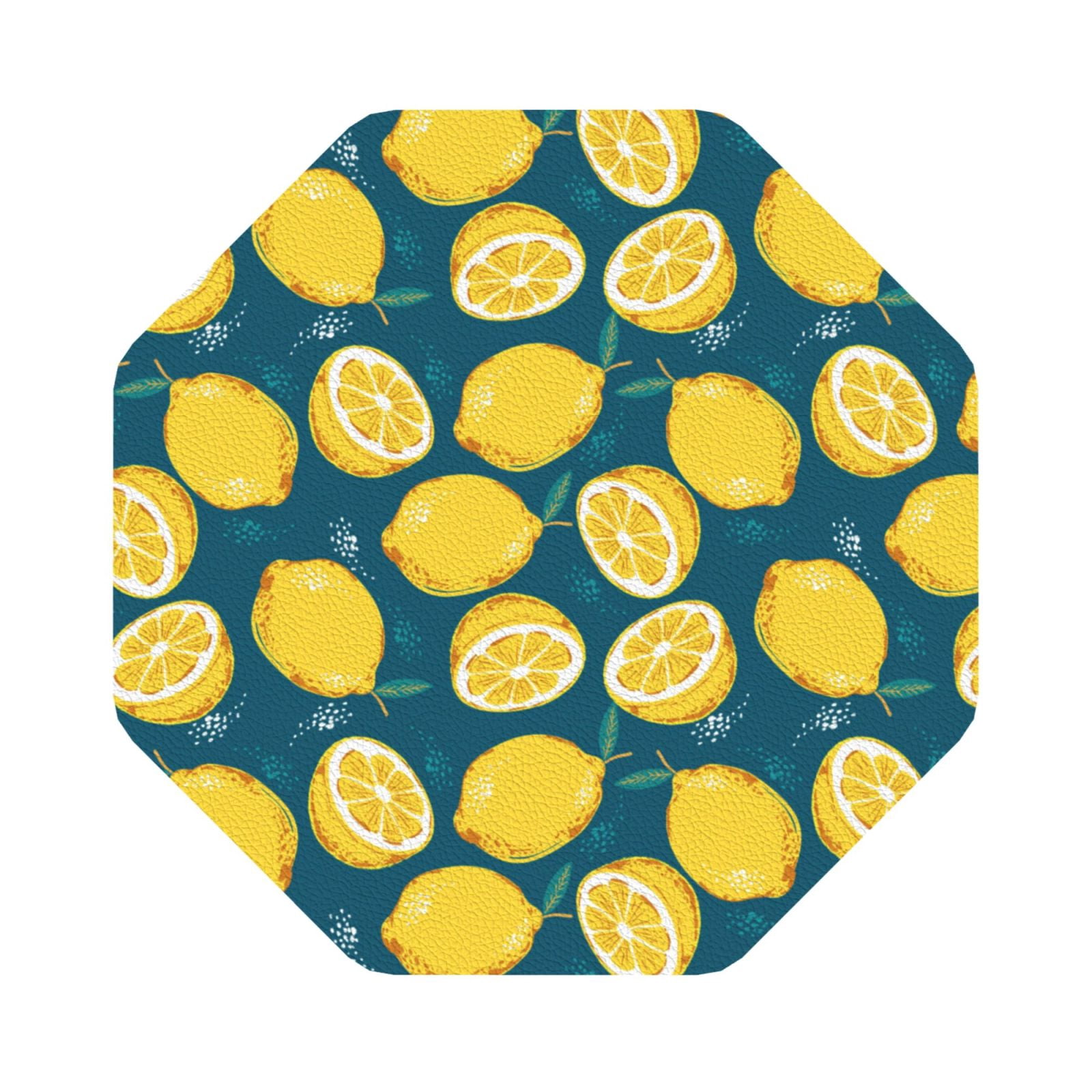 Cauagu Lemon for Round Coaster,Drink Coasters Set of 4 Leather Bar Beer ...