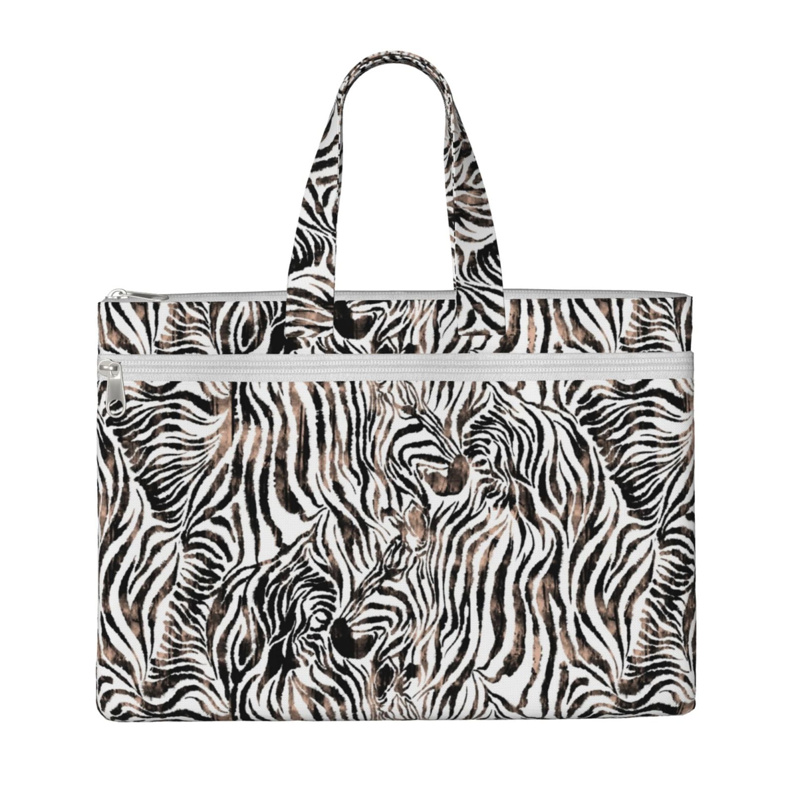 Cauagu Leopard And Zebra Pattern Canvas Tote File Bag, Zipper Tote Bag ...
