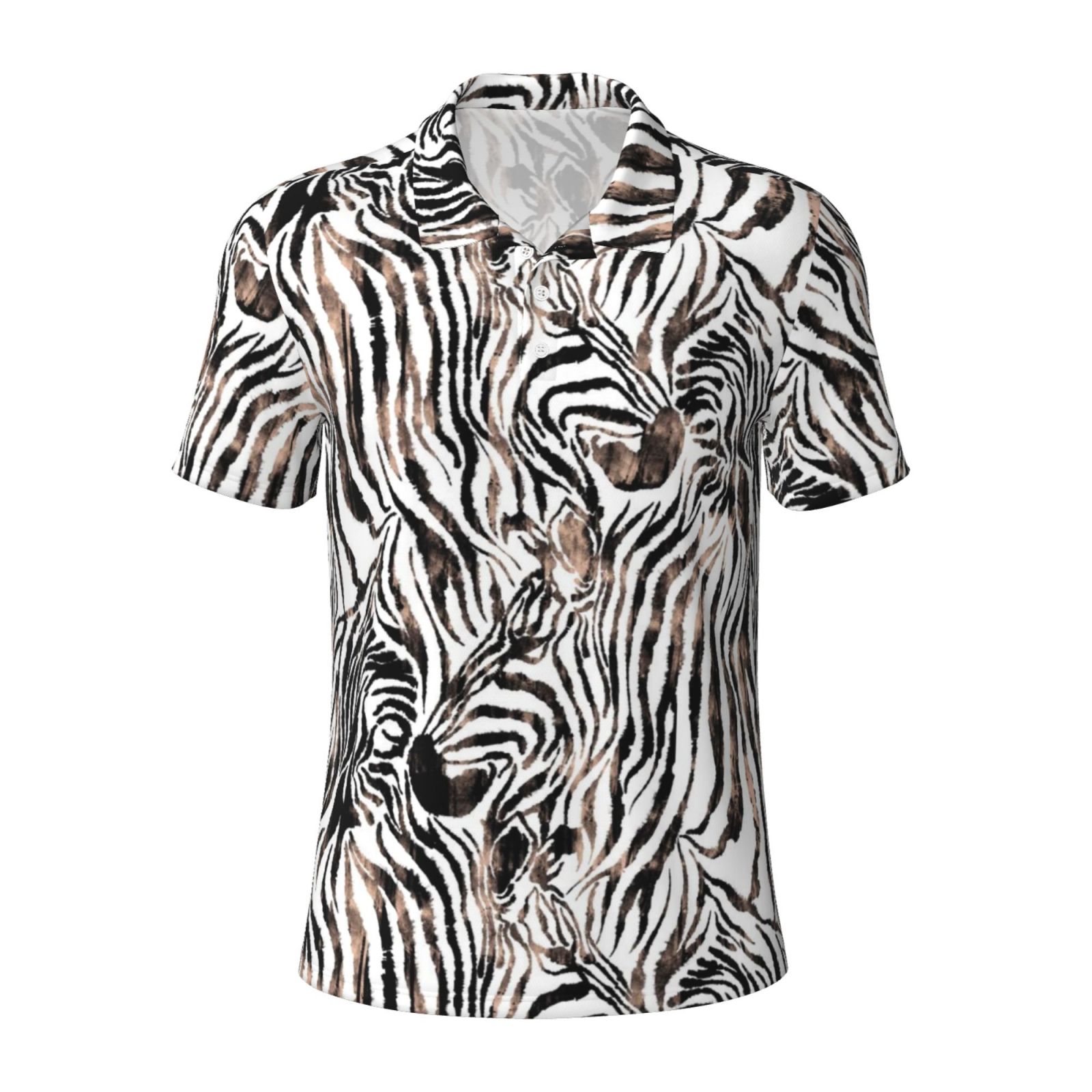Cauagu Leopard And Zebra Print Men's Polo Shirts, Short-Sleeve Polo ...