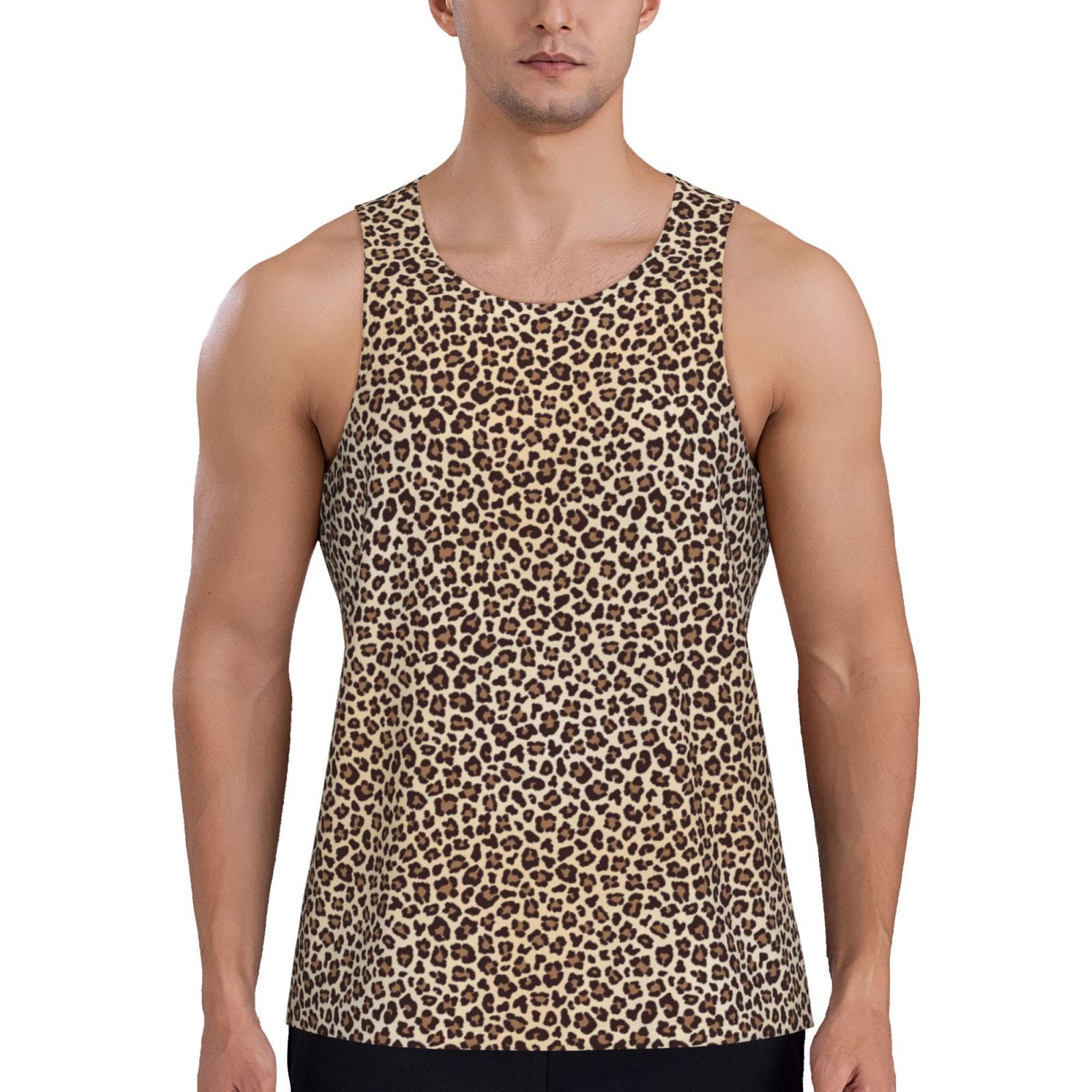 Cauagu Leopard Print-2 Print Men's Sleeveless Muscle Shirts,Tank Tops ...