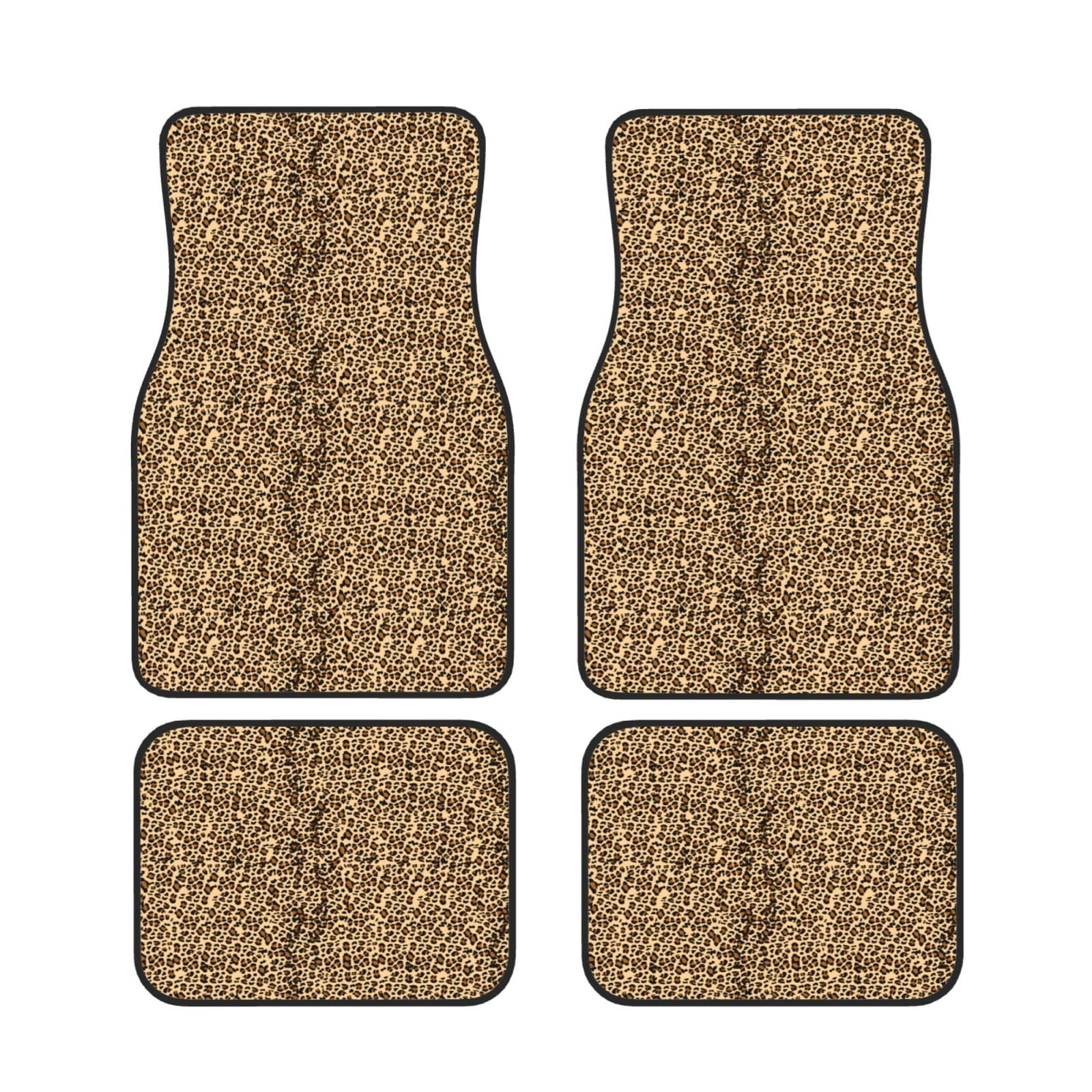 Cauagu Leopard Print Brown Pattern Car Floor Mat Set of 4,Car Carpet ...