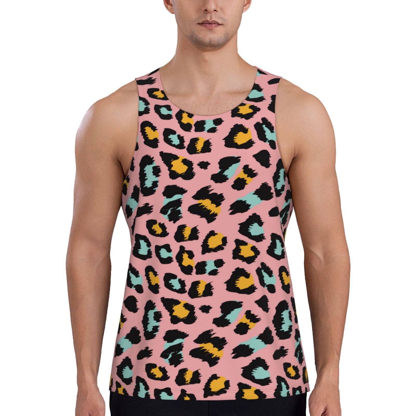 Cauagu Leopard Print Men's Sleeveless Muscle Shirts,Tank Tops Quick Dry ...