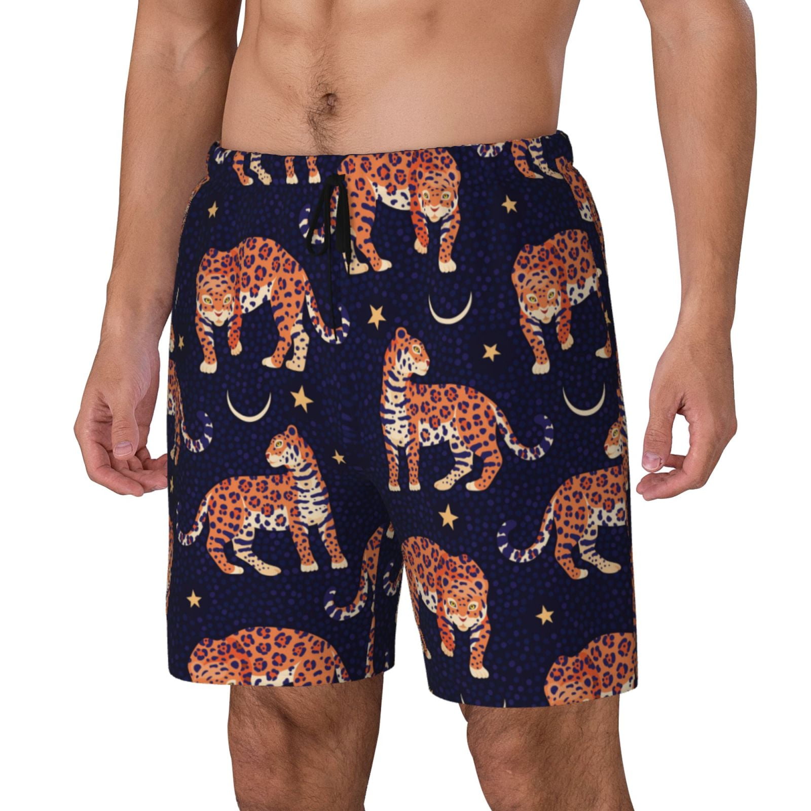 Cauagu Leopard Print Print Mens Swim Trunks Quick Dry Board Shorts Swim ...