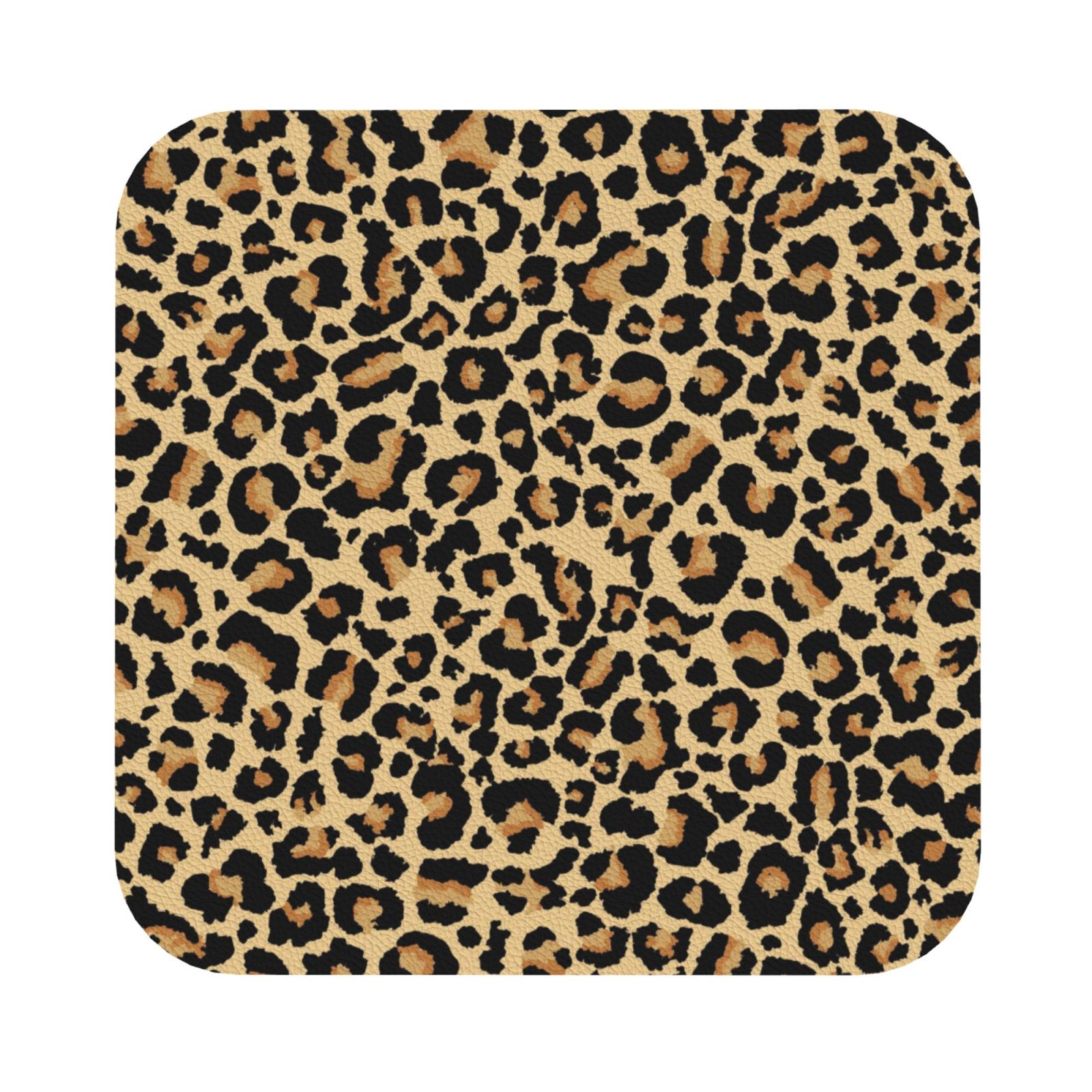 Cauagu Leopard Print for Round Coaster,Drink Coasters Set of 4 Leather ...