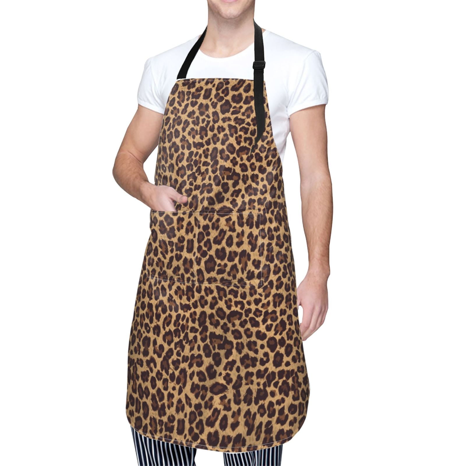 Cauagu Leopard Printed Aprons with Pockets,Waterproof Apron for Women ...