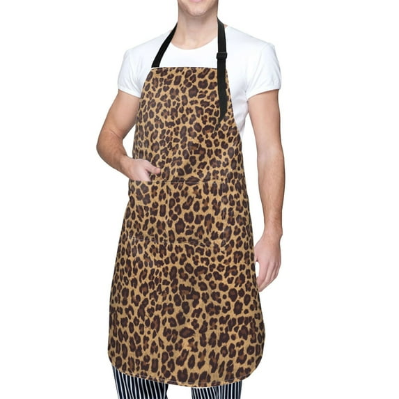 Cauagu Leopard Printed Aprons with Pockets,Waterproof Apron for Women ...