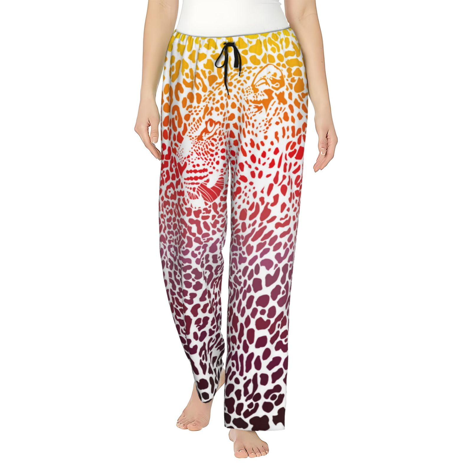 Cauagu Leopard Skins And Heads Pajama Pants for Women Loose Fit Wide ...