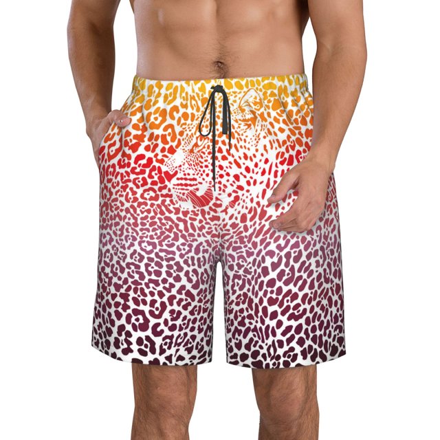 Cauagu Leopard Skins And Heads Print Men's Swim Trunks,Hawaiian Bathing ...