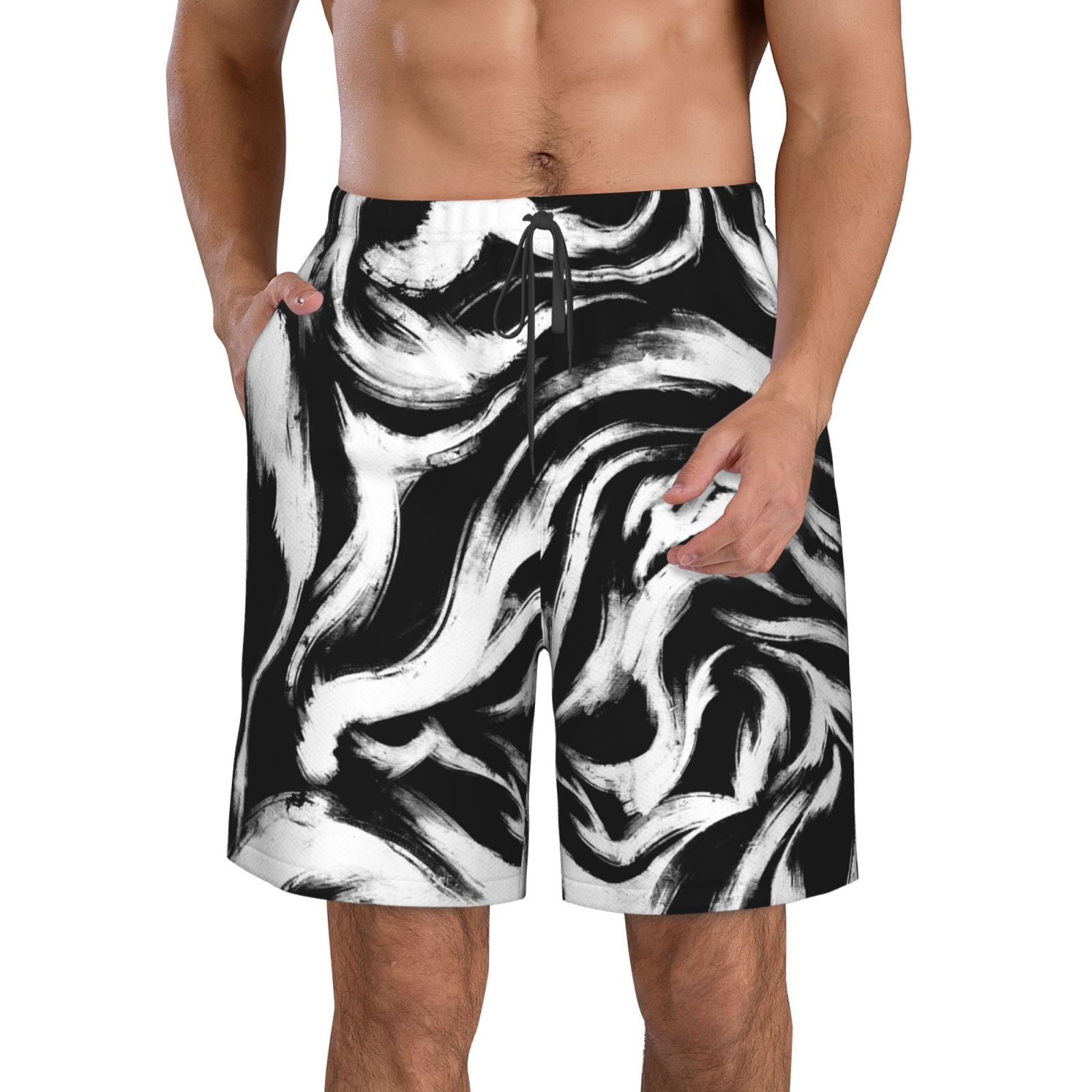 Cauagu Leopard And Zebra 2 Print Men's Swim Trunks,Hawaiian Bathing ...