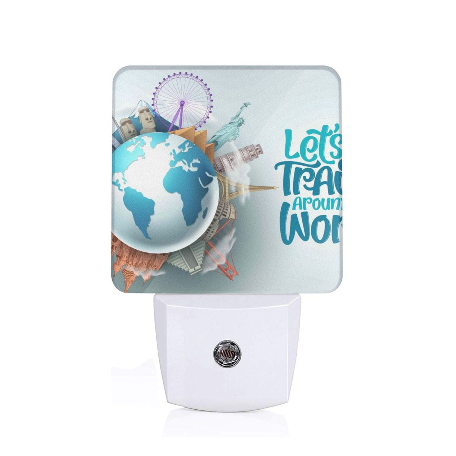 Cauagu Let's go Travel Print LED Nightlight,0.5W Night Lights Plug into ...