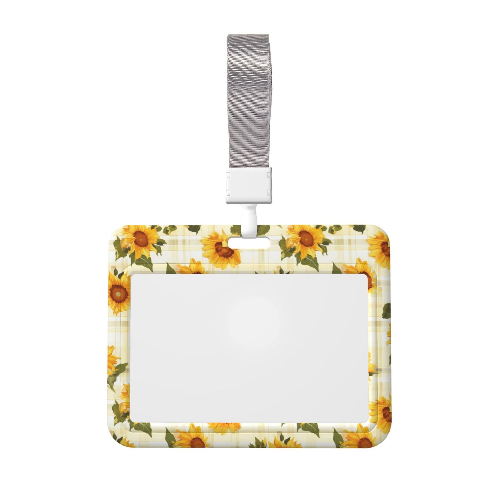 Cauagu Light Green Plaid Sunflower for ID Badge Holder,Badge Holder ...