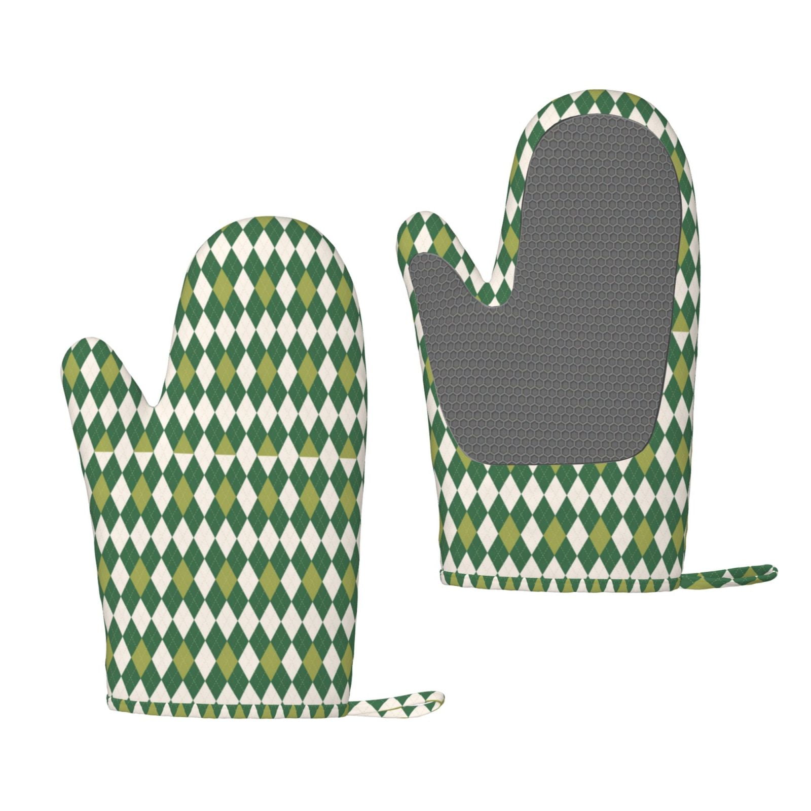 Cauagu Light Green Squares Print Oven Mitts 2 Piece Set,BBQ Gloves ...