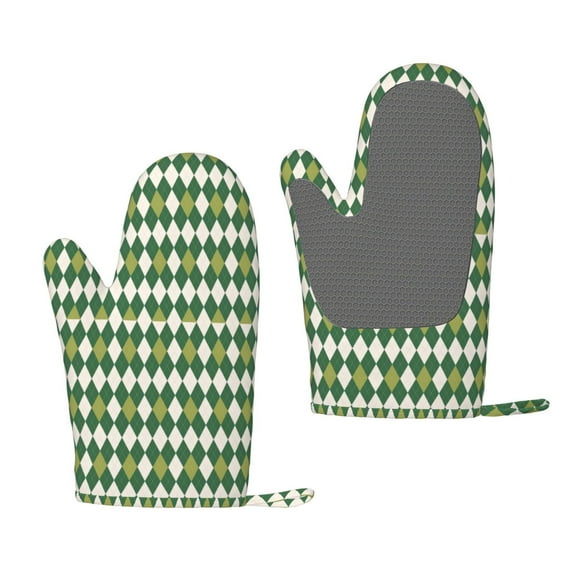 Cauagu Light Green Squares Print Oven Mitts 2 Piece Set,BBQ Gloves ...