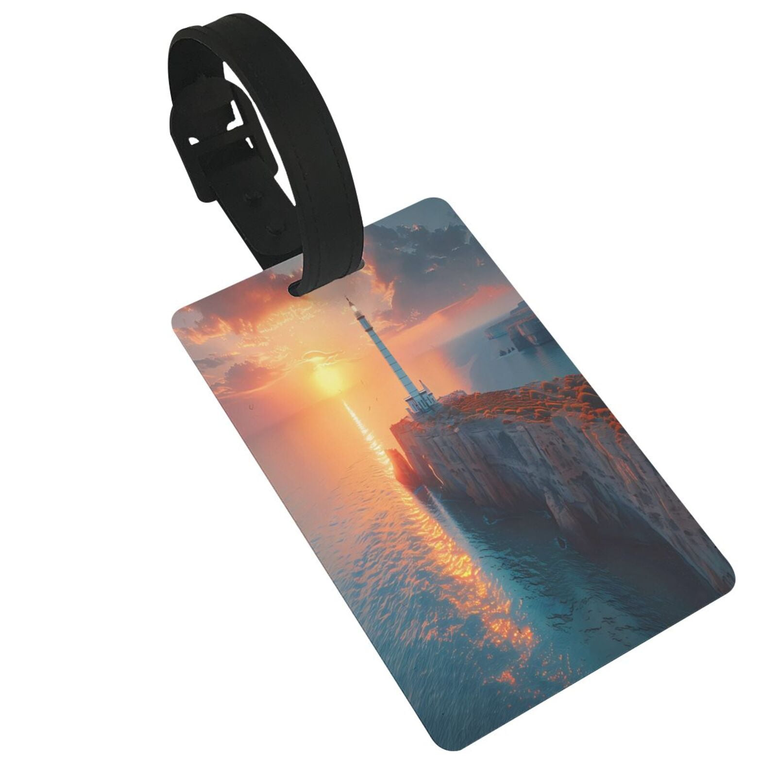 Cauagu Lighthouse At Sunset Coast Print PVC Luggage Tag, Suitcase Label ...