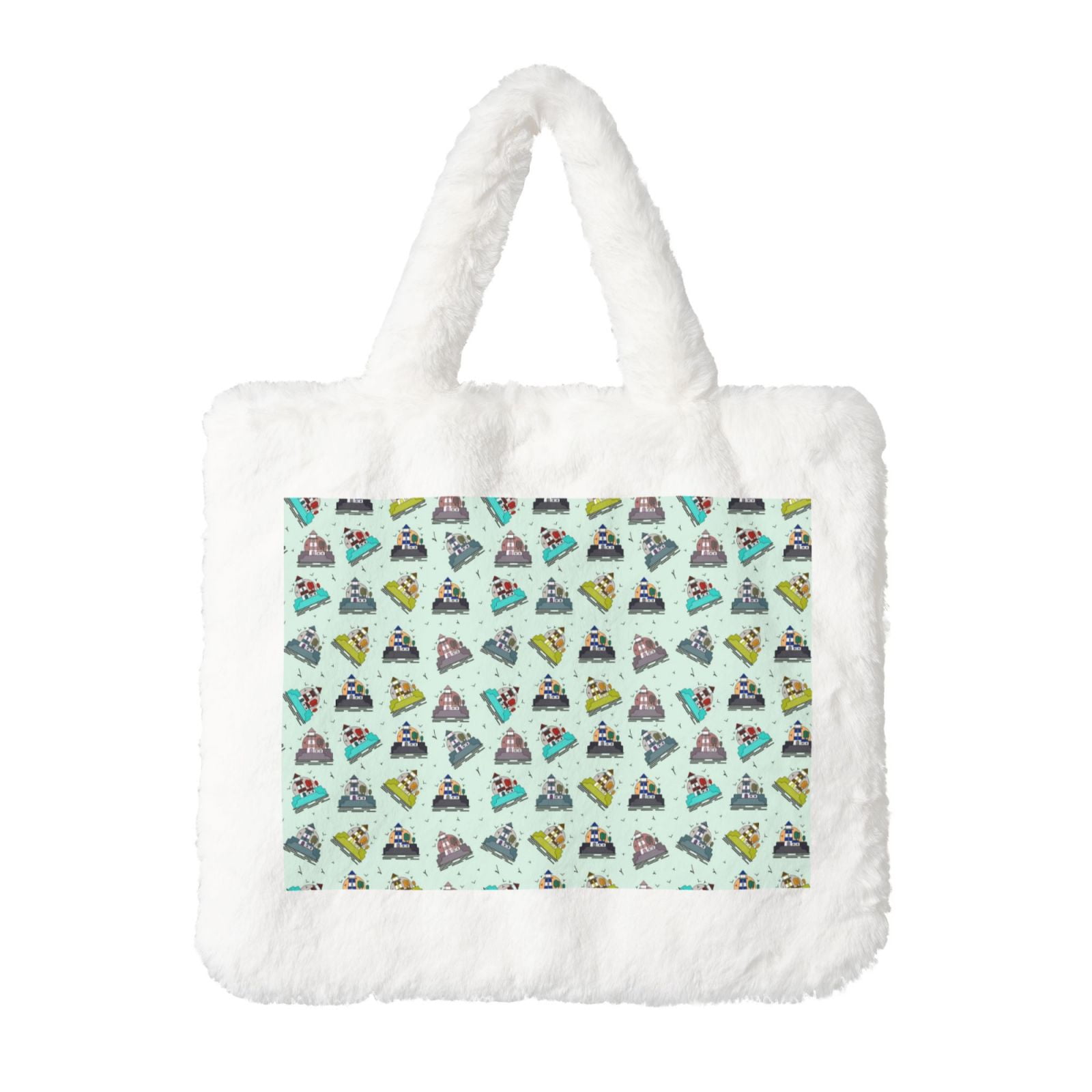 Cauagu Lighthouse Pattern Women's Plush Tote Bag,Soft Underarm Bag ...