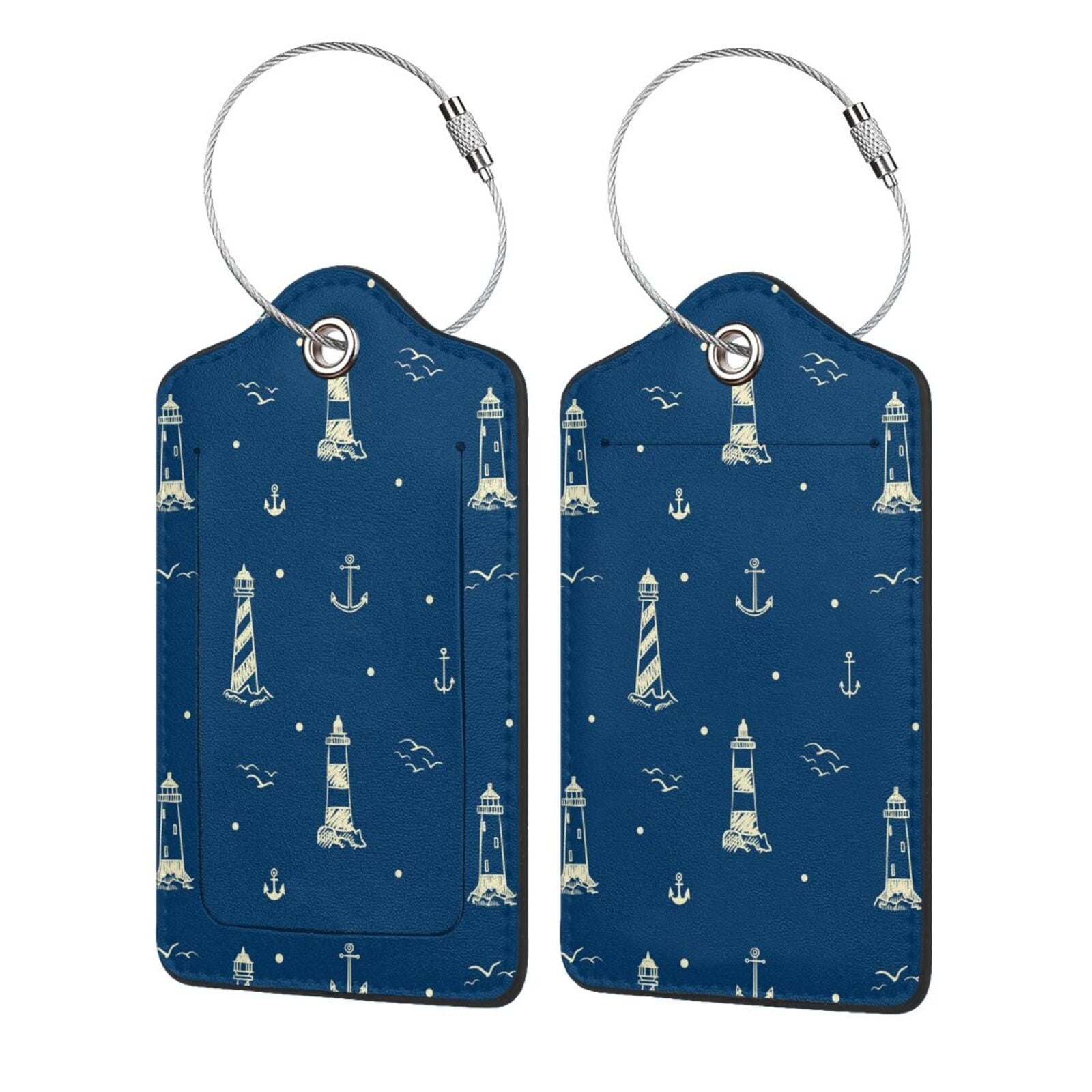 Cauagu Lighthouses and Anchors Pattern Luggage Tags,Leather Luggage ...