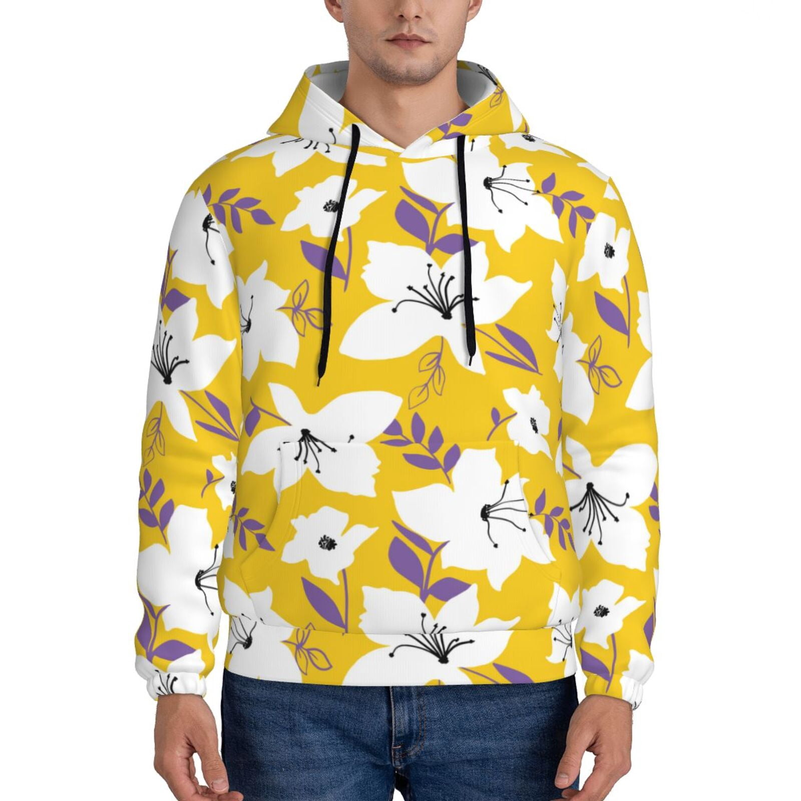 Cauagu Lilies Flowers for Men's Pullover Hooded Sweatshirt Athletic ...