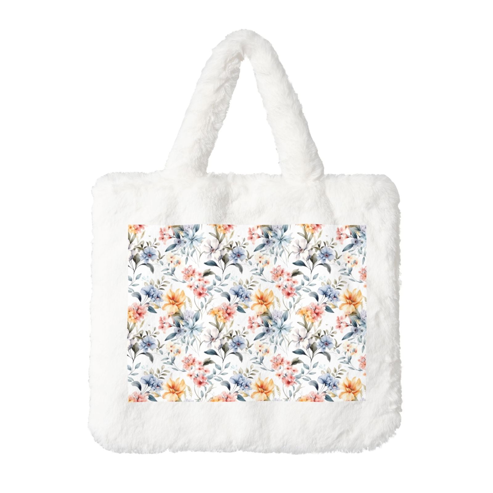Cauagu Lilies Flowers Pattern Women's Plush Tote Bag,Soft Underarm Bag ...