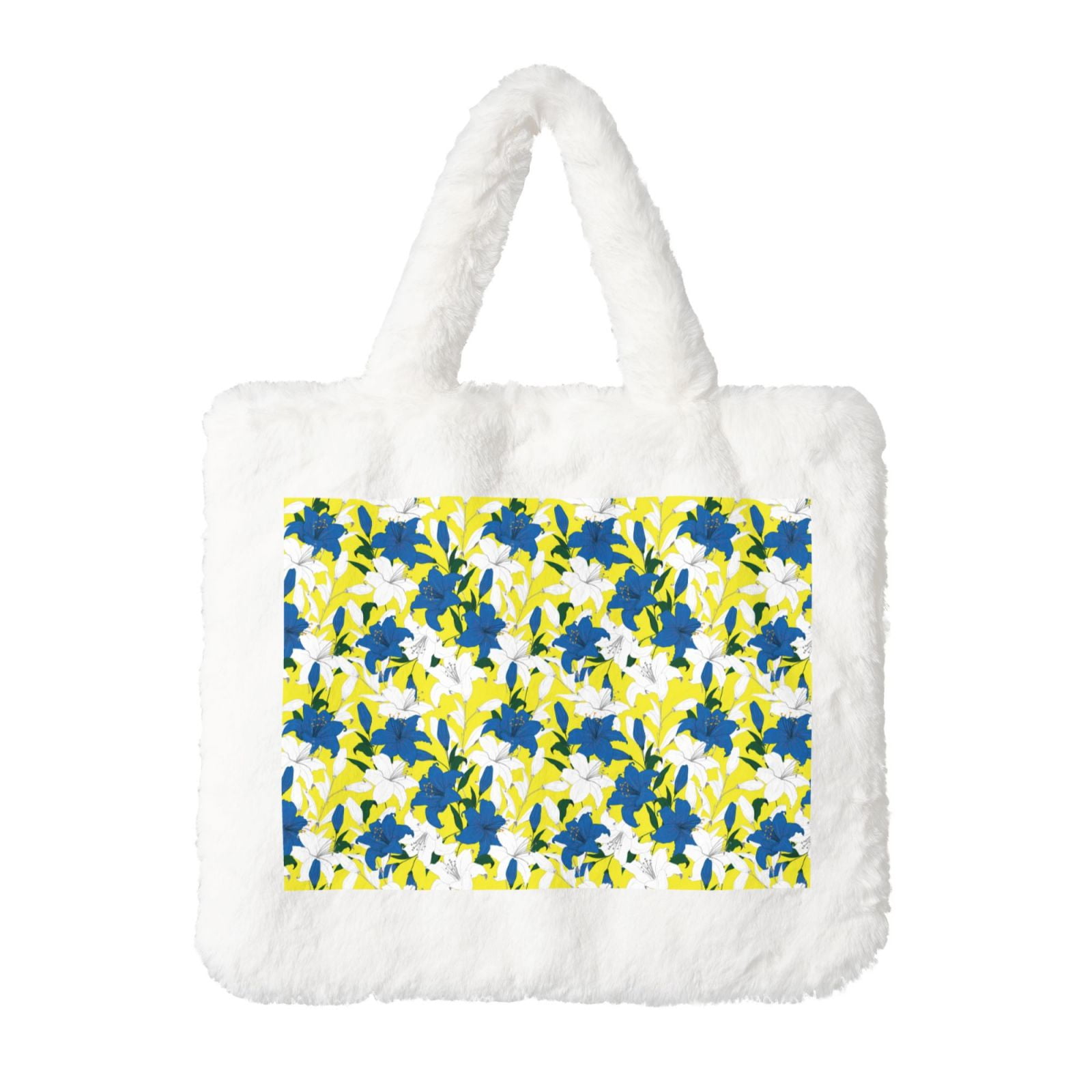 Cauagu Lilies Flowers Pattern Women's Plush Tote Bag,Soft Underarm Bag ...