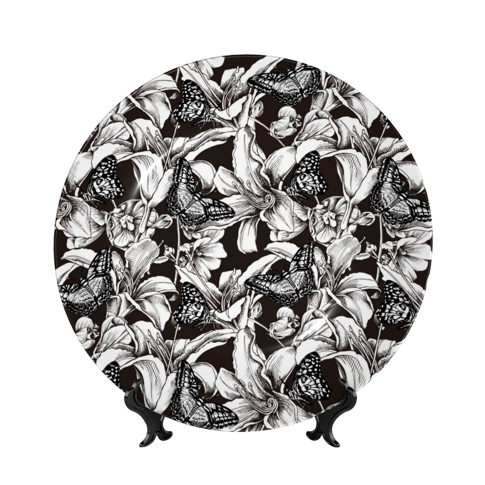 Cauagu Lilies Flowers Print Bone China Decorative Plate, Wall Mount ...