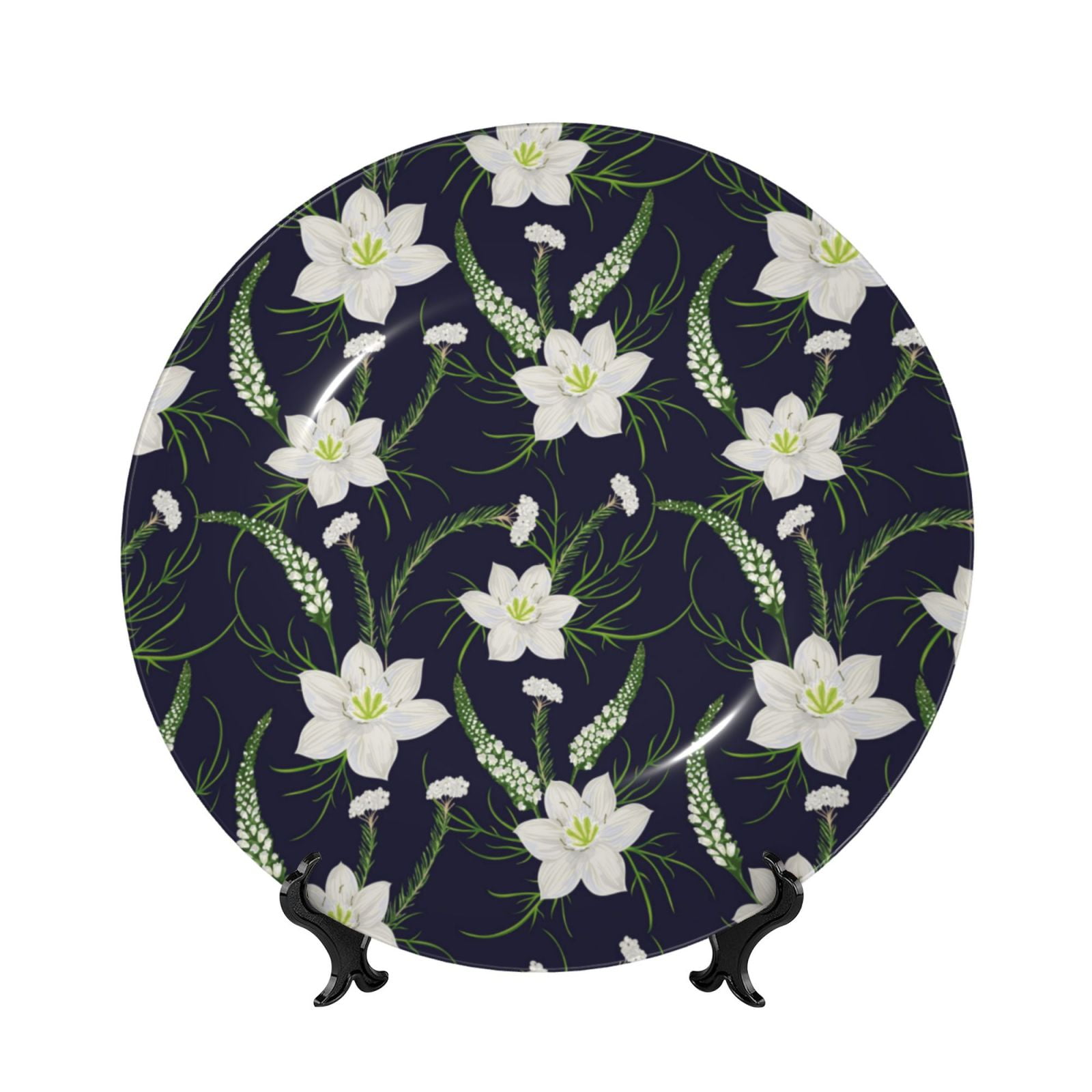 Cauagu Lilies Flowers Print Bone China Decorative Plate, Wall Mount ...