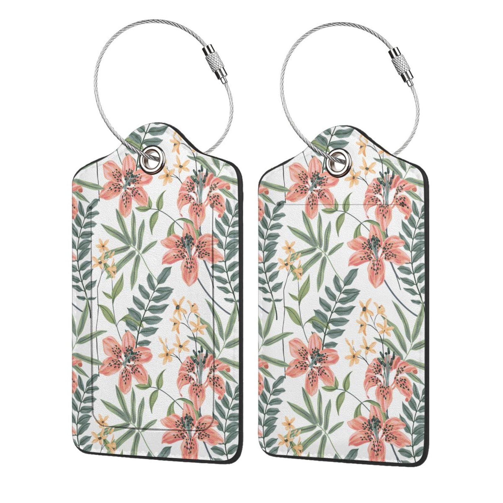 Cauagu Lilies Flowers Print Luggage Tags,Leather Luggage Tags for ...