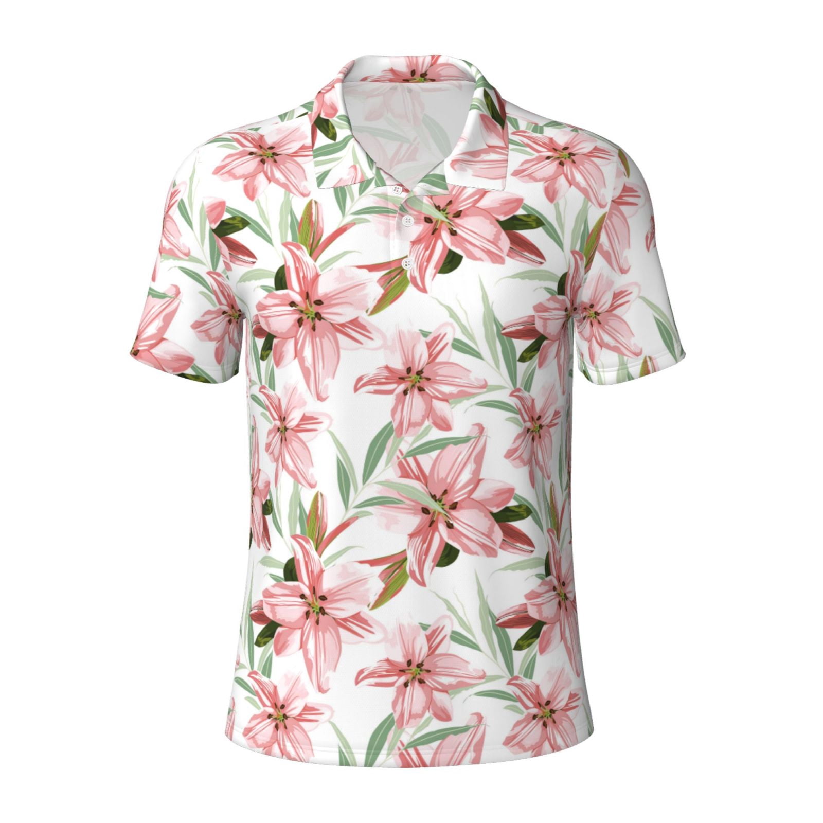 Cauagu Lilies Flowers Print Men's Polo Shirts, Short-Sleeve Polo Shirts ...