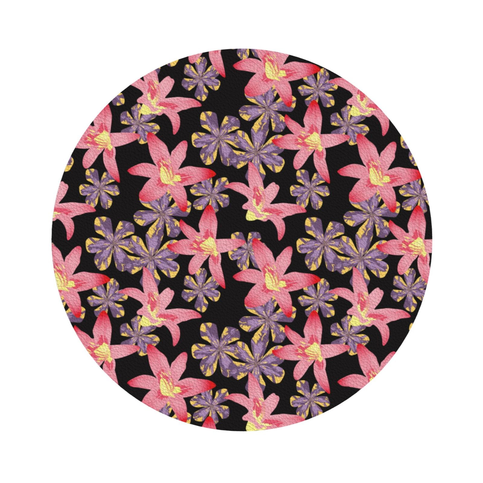 Cauagu Lilies Flowers for Round Coaster,Drink Coasters Set of 4 Leather ...