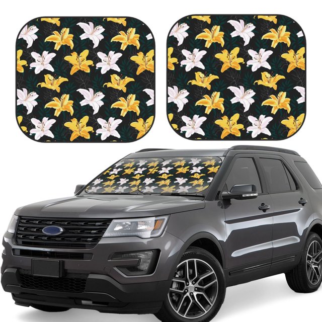 Cauagu Lilies Flowers Cauagu {designName} Print Foldable Car Windshield ...
