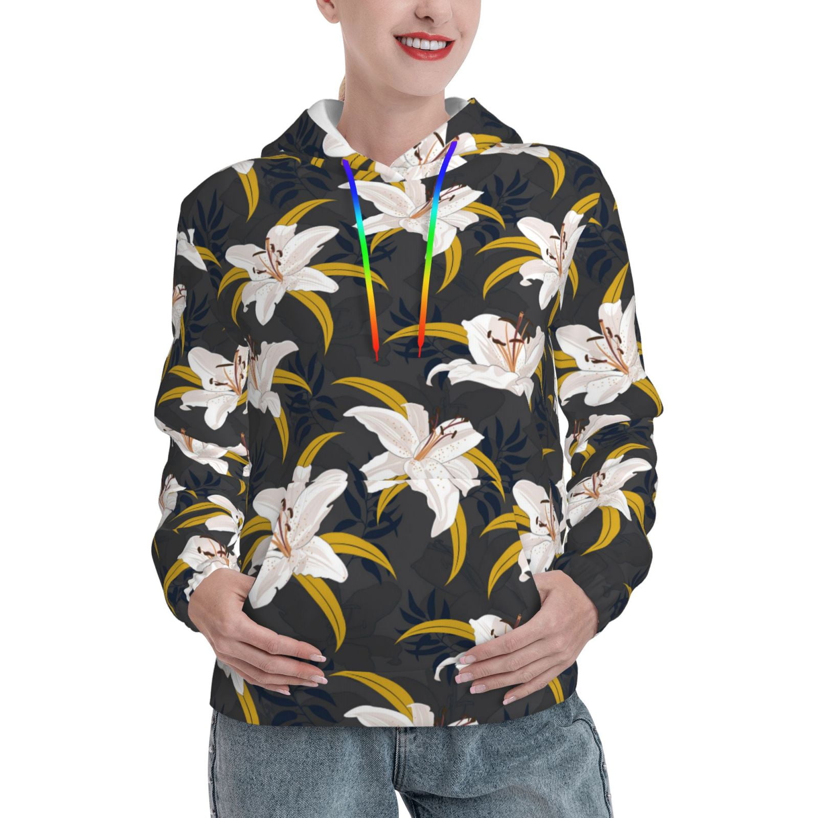 Cauagu Lilies Flowers for Women's Hooded Sweatshirts Pullover Hoodie for Women Fall Workout ...