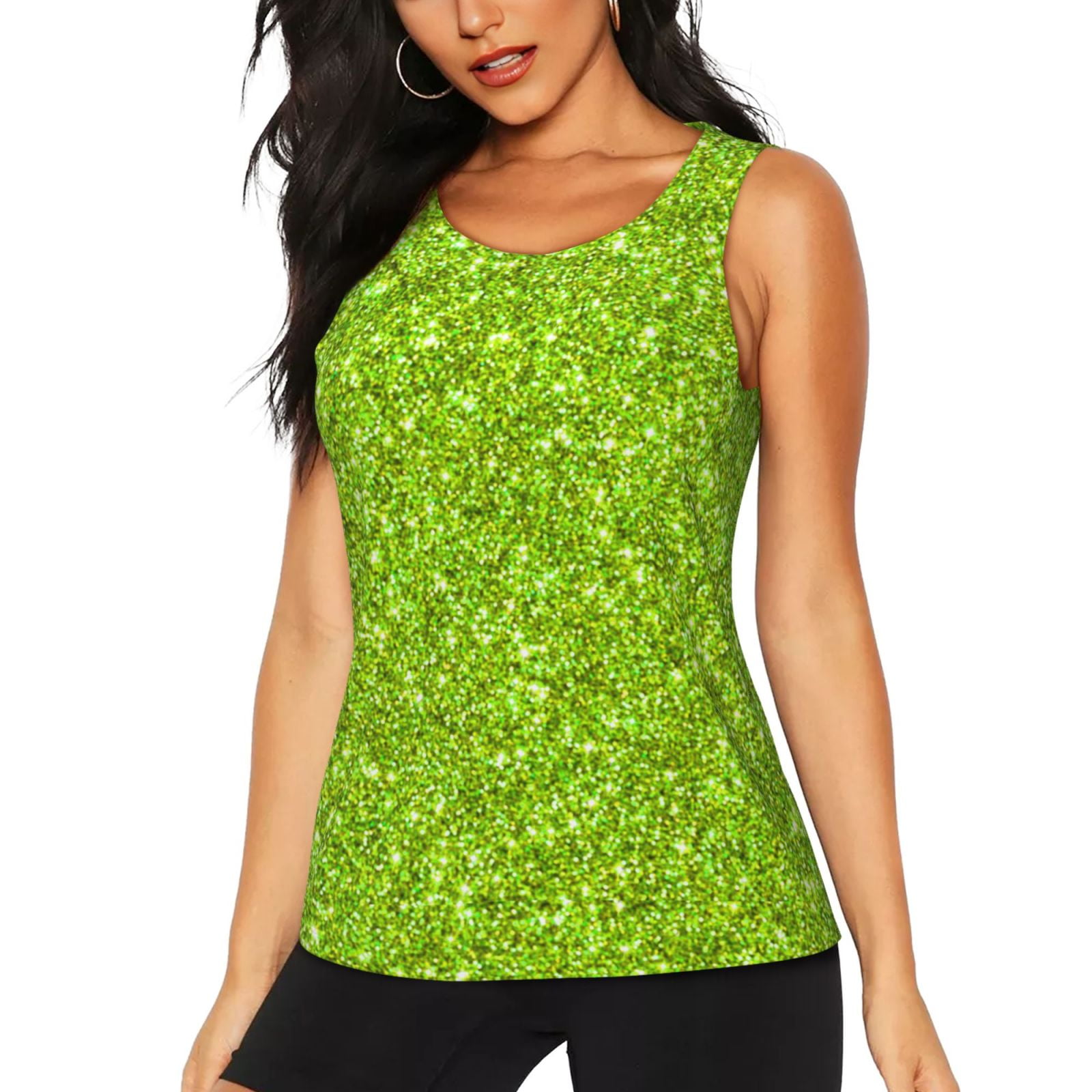 Cauagu Lime green glitter for Women's Workout Tank Tops Sleeveless ...