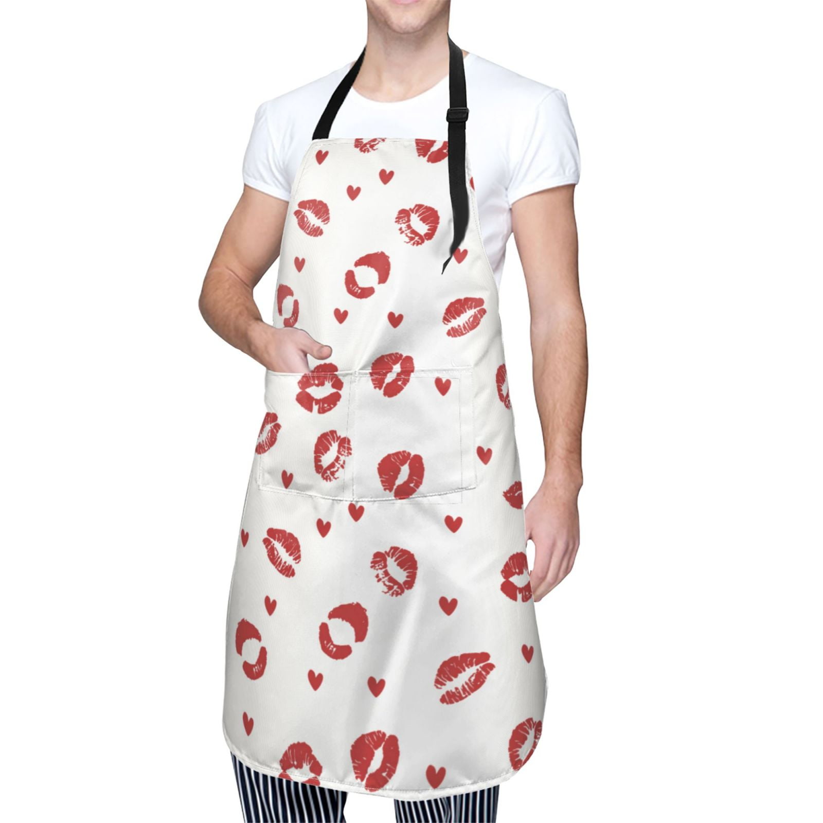Cauagu Lips Kiss Aprons with Pockets,Waterproof Apron for Women,Kitchen ...