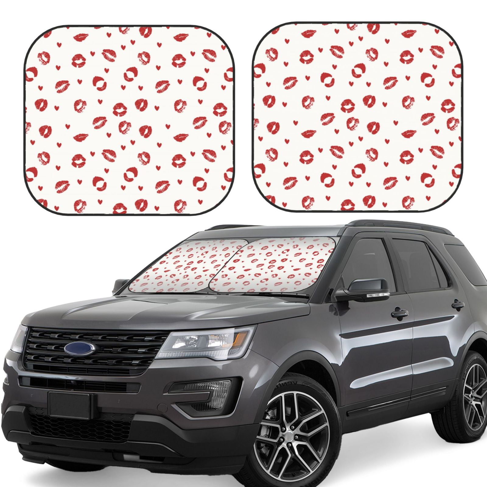 Cauagu Lips Kiss Cauagu {designName} Print Foldable Car Windshield Sun ...
